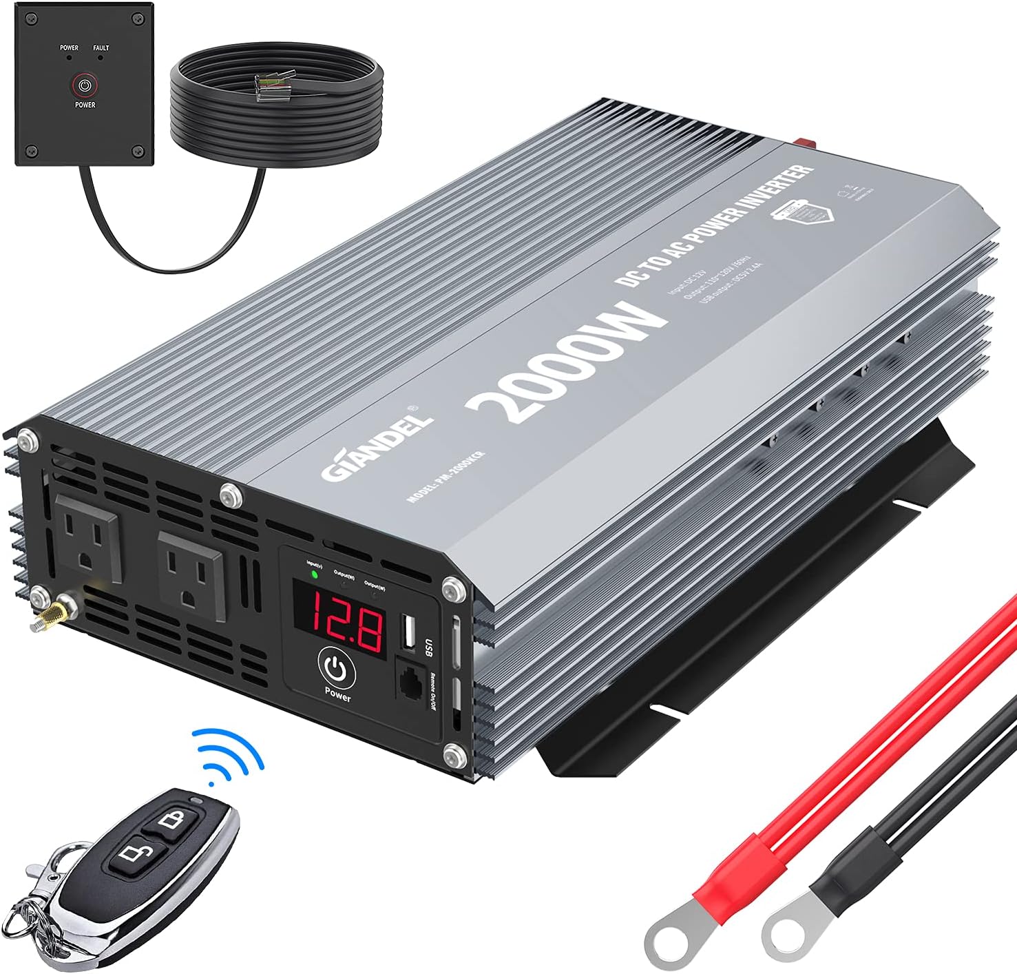 Amazon.com: JARXIOKE 2000 Watt Pure Sine Wave Power Inverter, 12V DC to ...