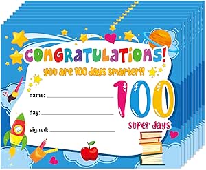FaCraft 30PCS 100th Day of School Award Certificates for Kids 100 Days ...
