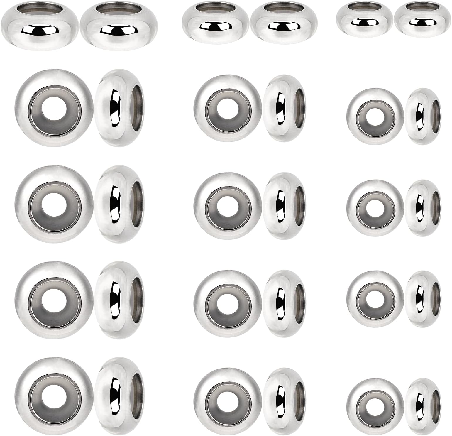 Amazon.com: 30pcs Stopper Beads for Charm Bracelets, 304 Stainless ...