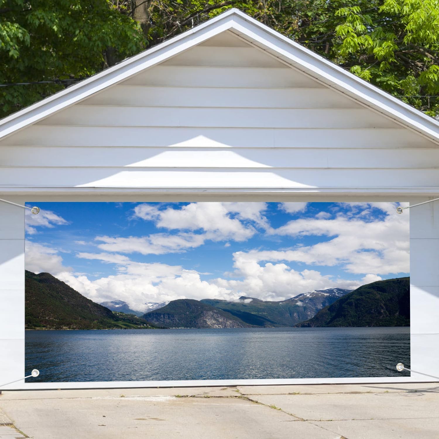 Amazon.com : MERCHR Landscape Garage Door Cover 6 x 13 ft, Mountain ...