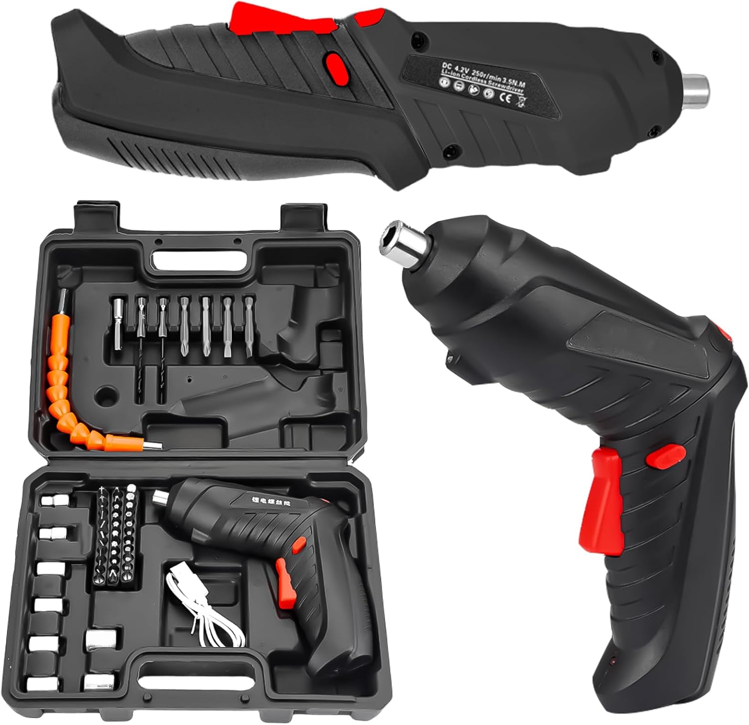 4.2 V Cordless Screwdriver, 3.5 Nm Small Cordless Screwdriver Set with ...