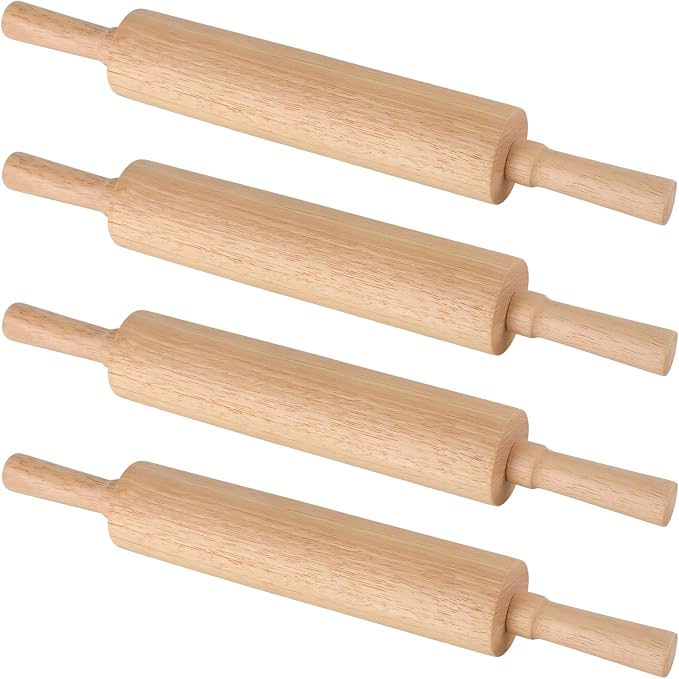 Amazon.com: NINGWAAN 4 PCS Wooden Rolling Pin with Handle, 17 x 2.1 ...