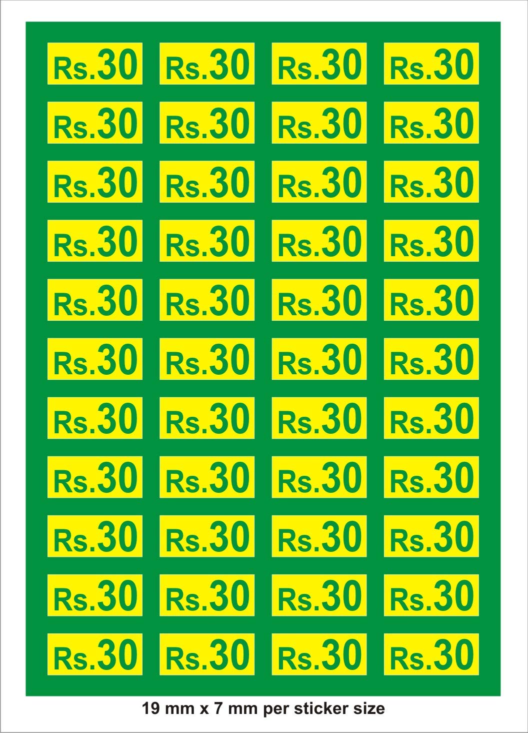 Best Stickers - Rate Sticker (Rs.30) - (19mm x 7mm) Size for General ...