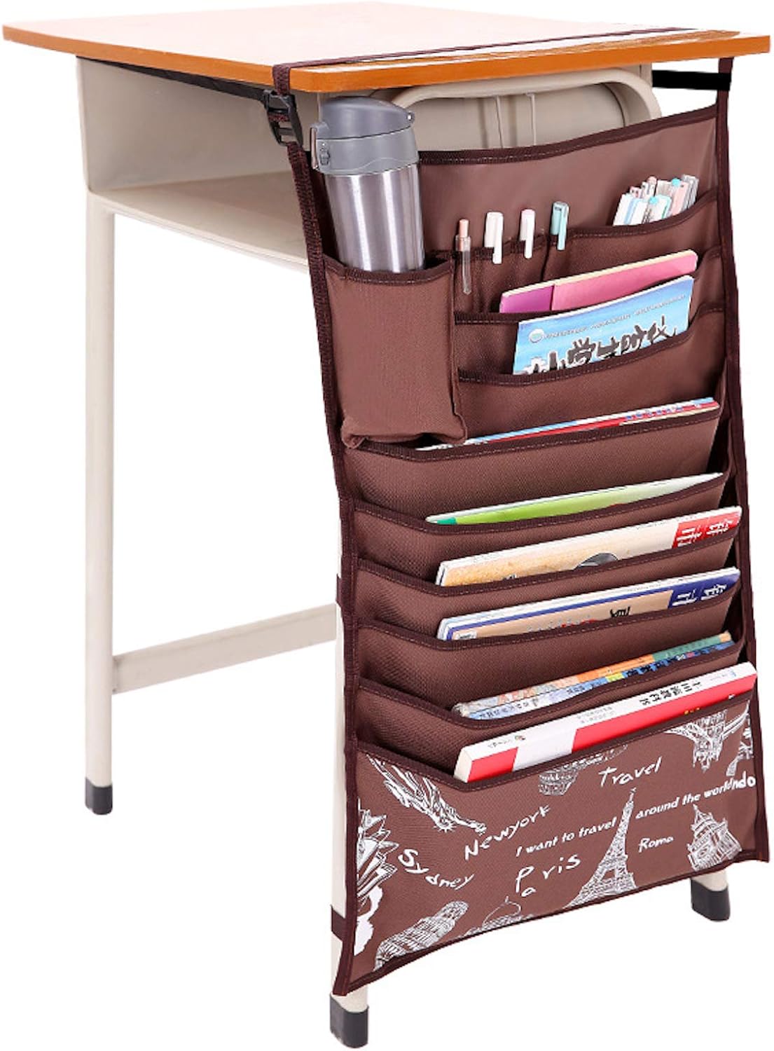 Amazon.com: WSLCN Students Desk Table Book Organizer Pocket Textbooks ...