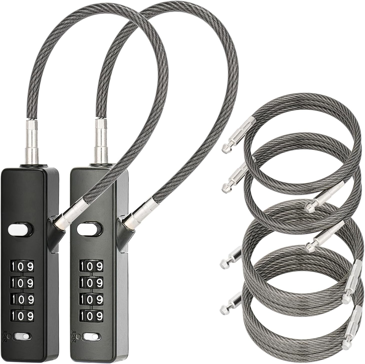 Tcyoatoa 2 Pack Cable Locks, 4 Digit Combination Steel Wire Lock with ...