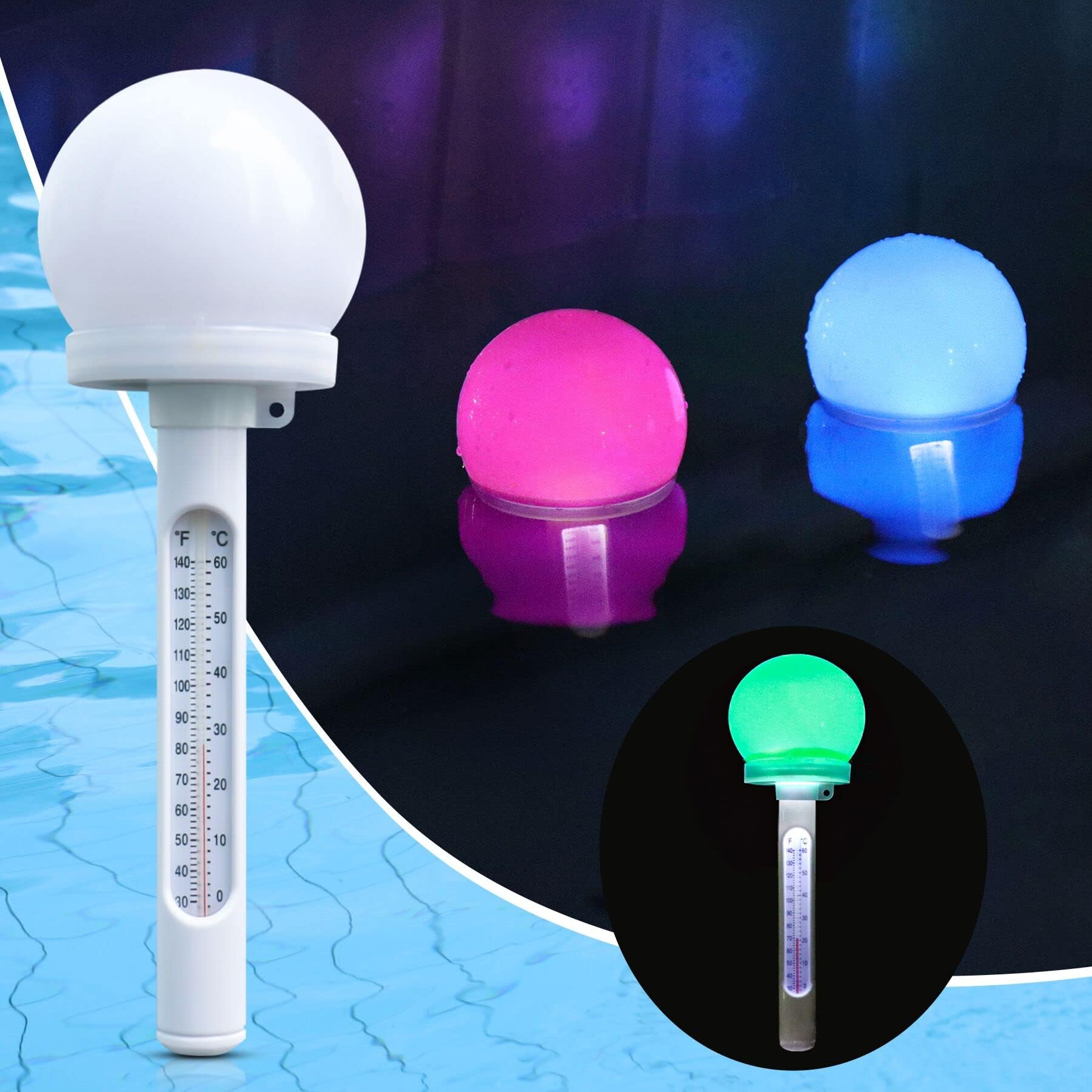 Amazon.com : KingSom Floating Pool Thermometer,Solar Pool Thermometer ...