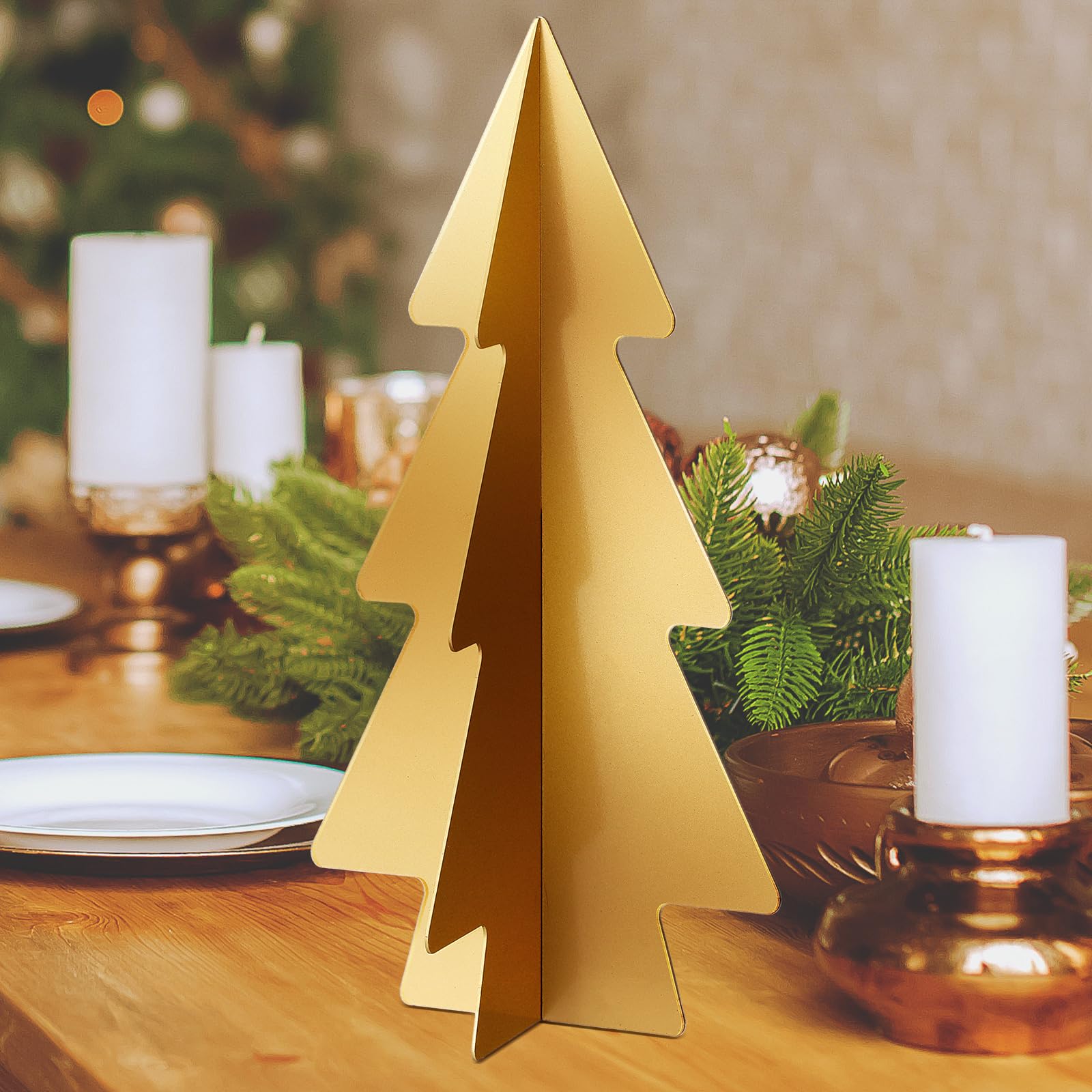 Amazon.com: MorningRo 12 inch Gold Metal Christmas Tree Brass Christmas ...