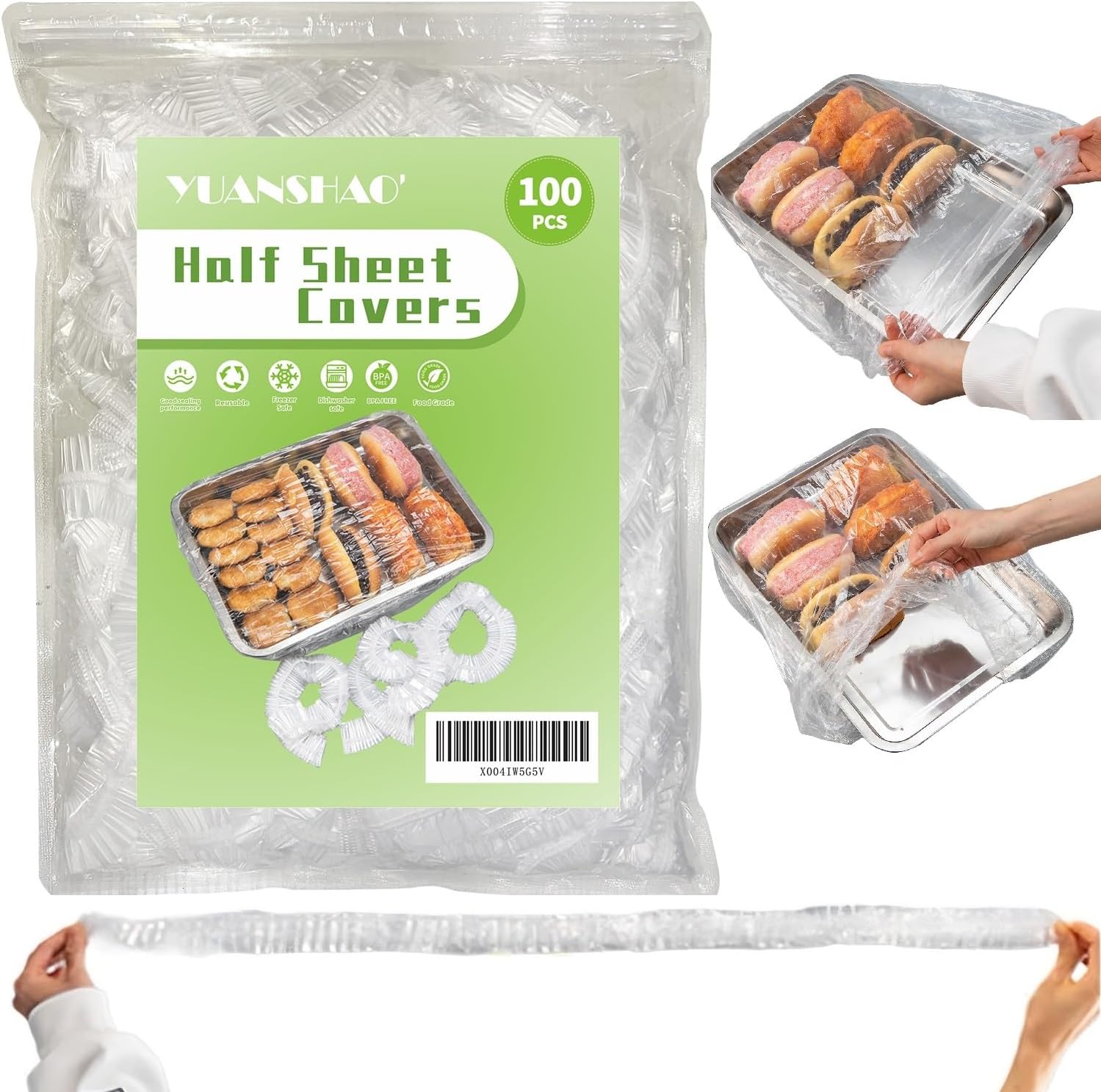 Amazon.com: 100 Plastic Large Bowl Covers - 20 Inch Elastic Reusable ...