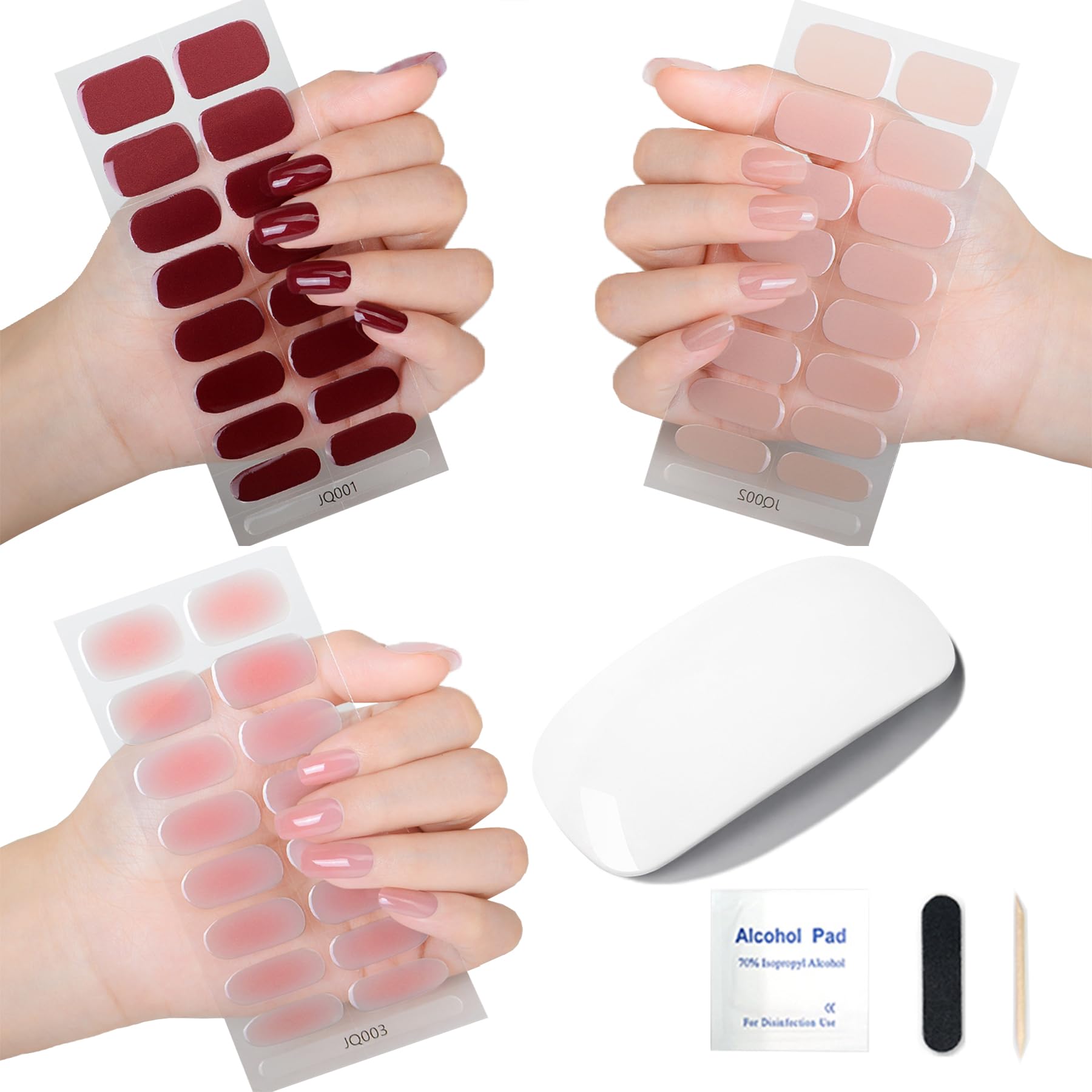 Amazon.com: Quinnas Gel Nail Stickers with UV Light Kit, Quinnas UV Gel ...