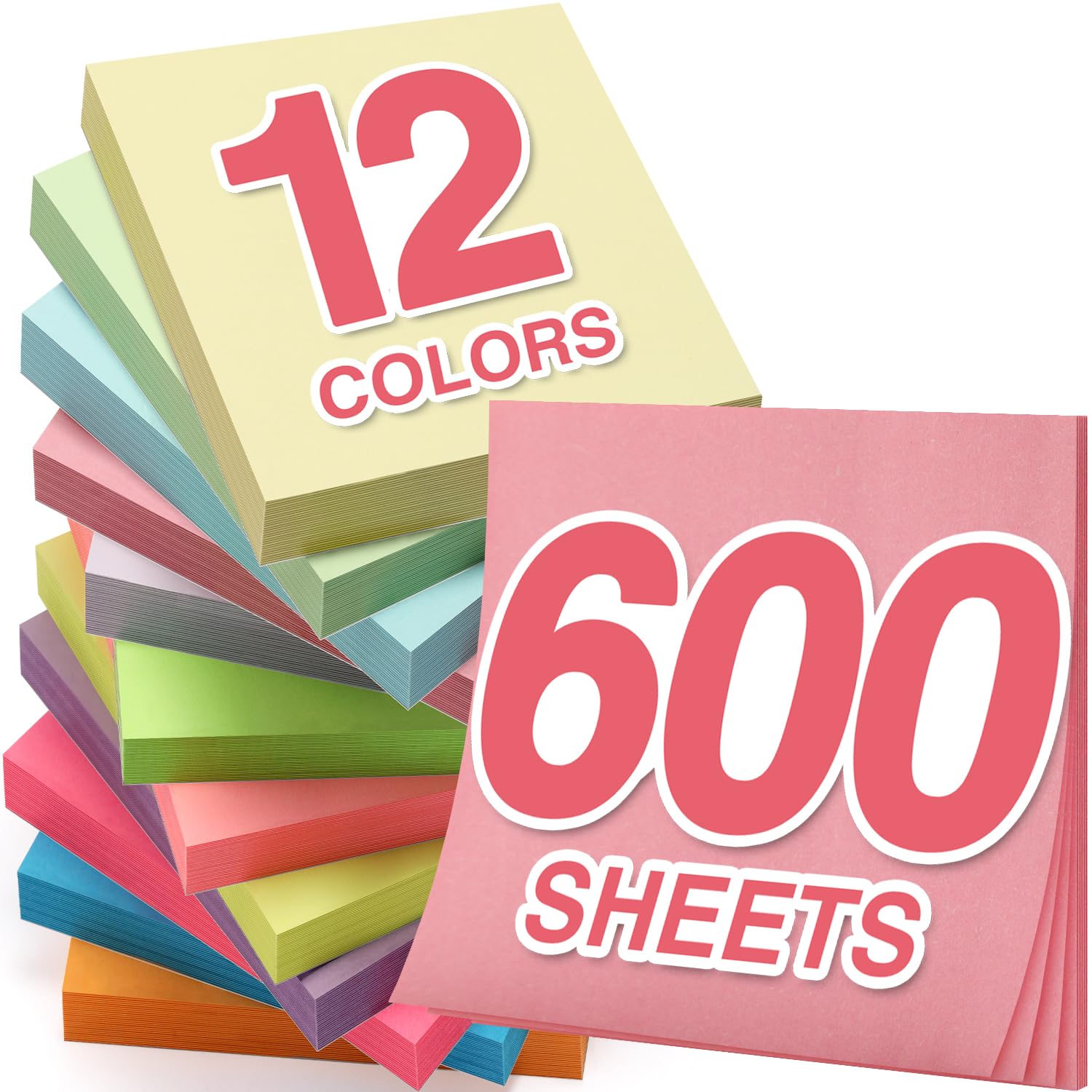 Amazon.com : Sticky Notes Pads, 600 Sheets, 3x3 Inches, It is Perfect ...