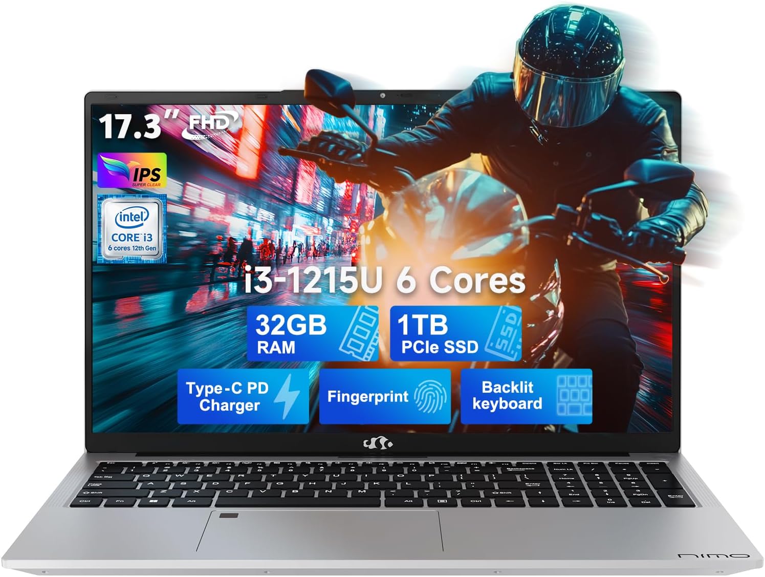Amazon.com: NIMO 17.3 FHD-Laptop, Intel 6-Cores i3-1215U 32GB RAM 1TB ...
