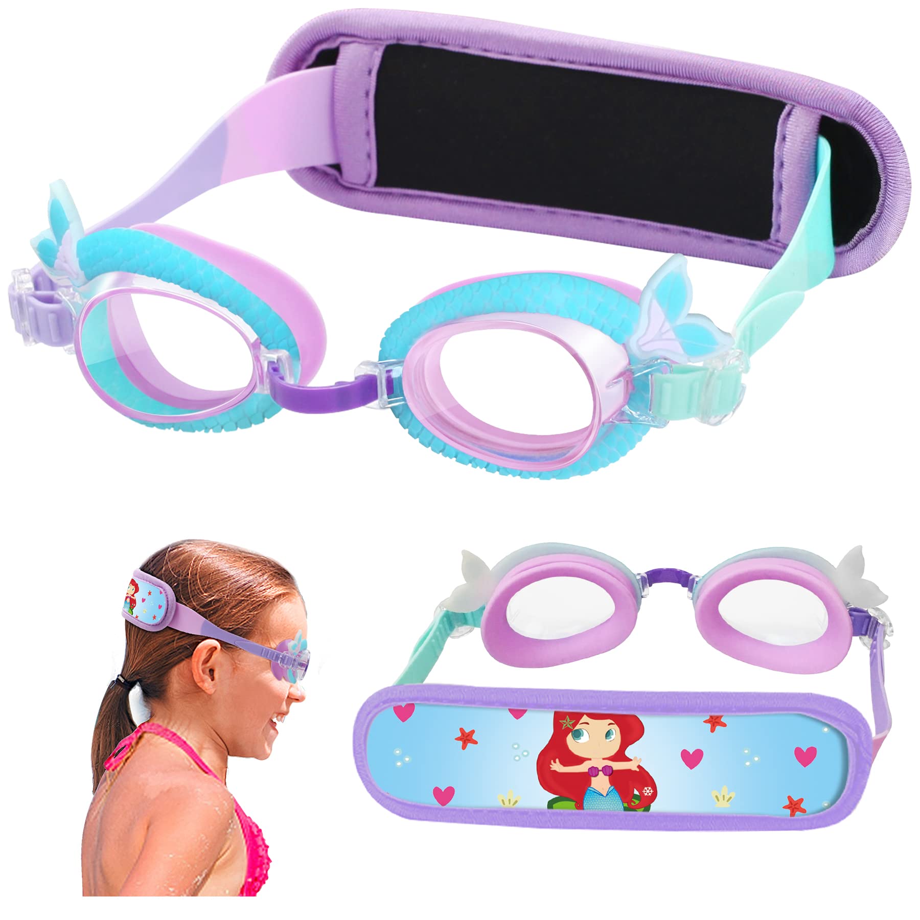 Vvinca Kids Swim Goggles with Fabric Strap No Tangle Pain-Free, Anti ...