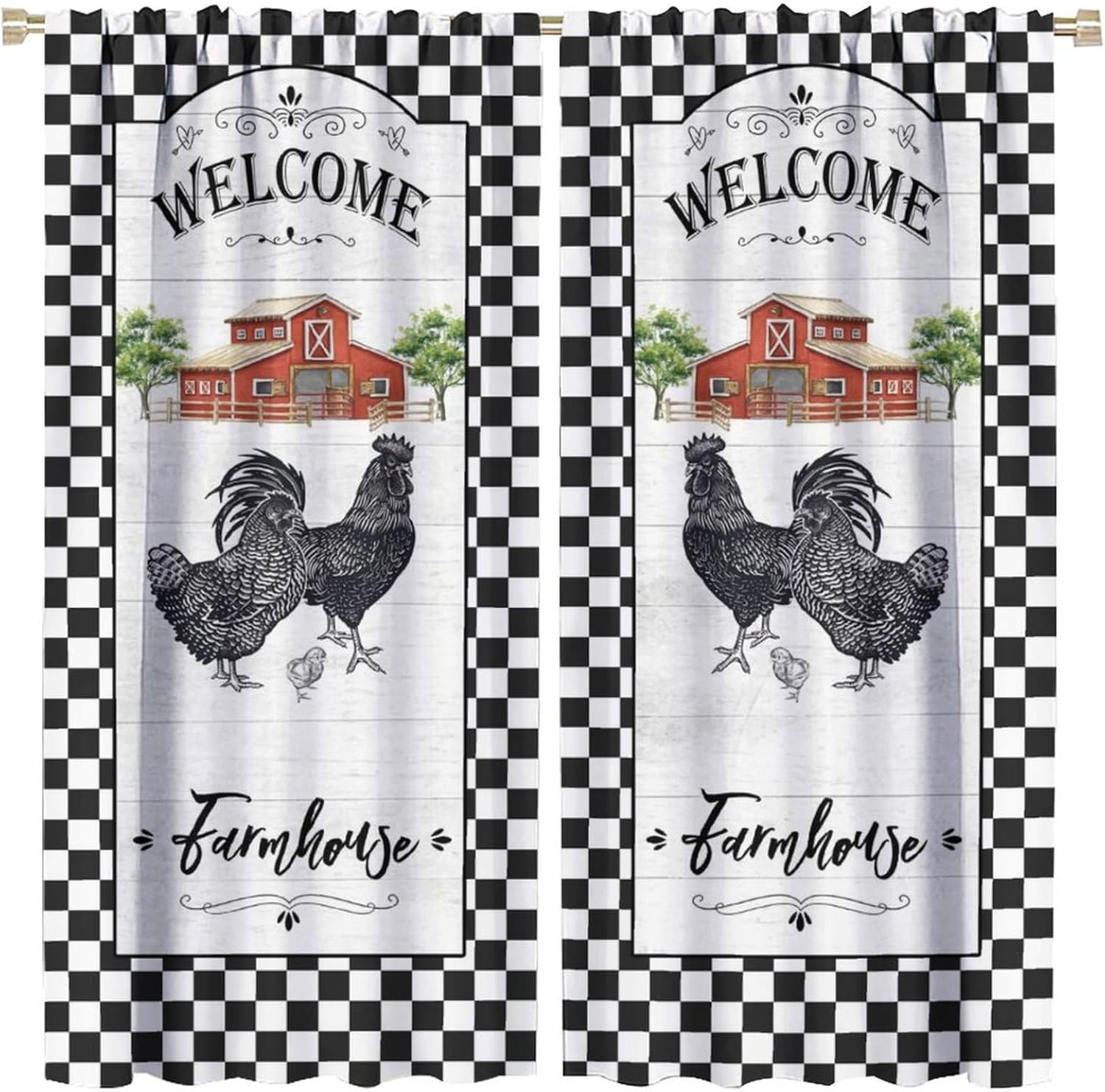 Amazon.com: Kerryde Chicken Blackout Curtains for Kitchen,Rooster Farm ...
