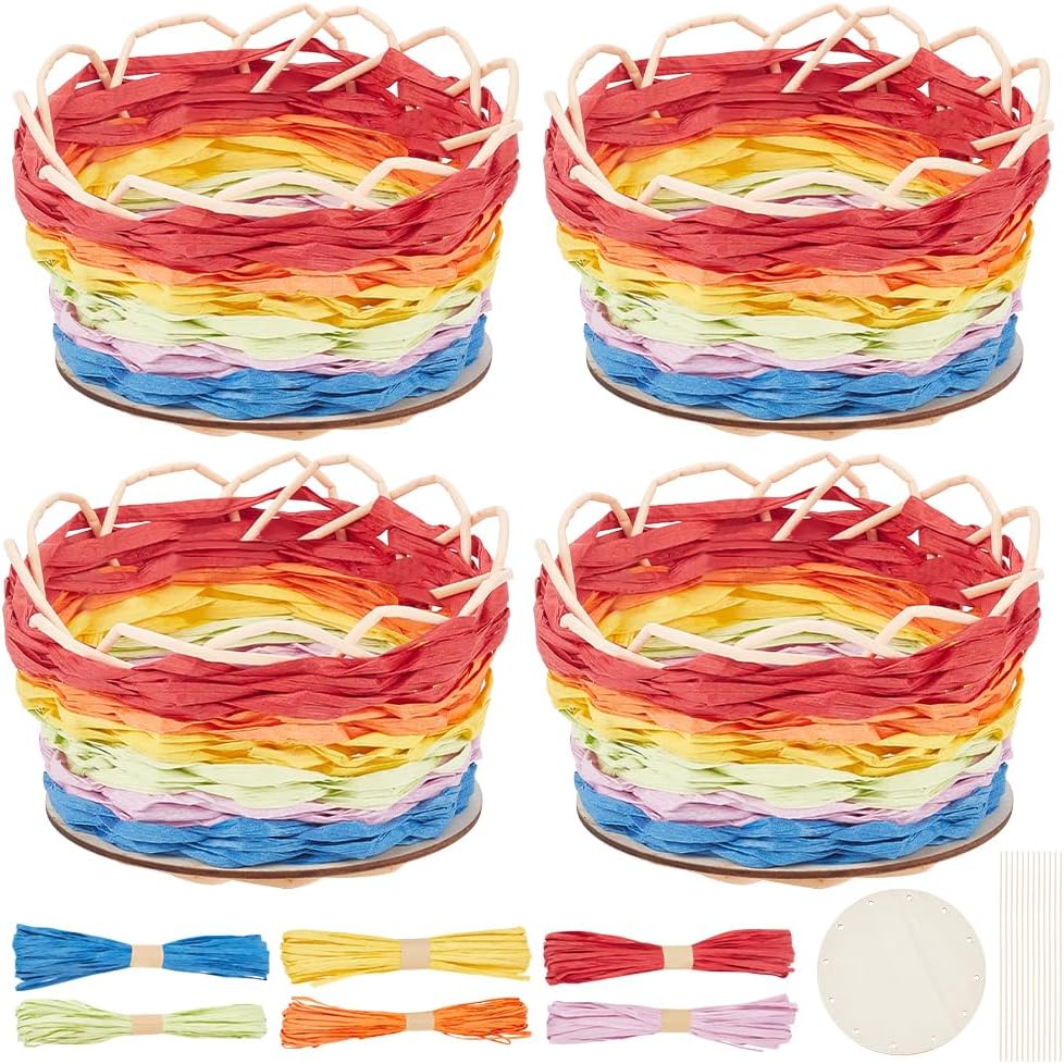 Amazon.com: FREEBLOSS 4 Set DIY Woven Basket Kit Raffia Basket Weaving ...