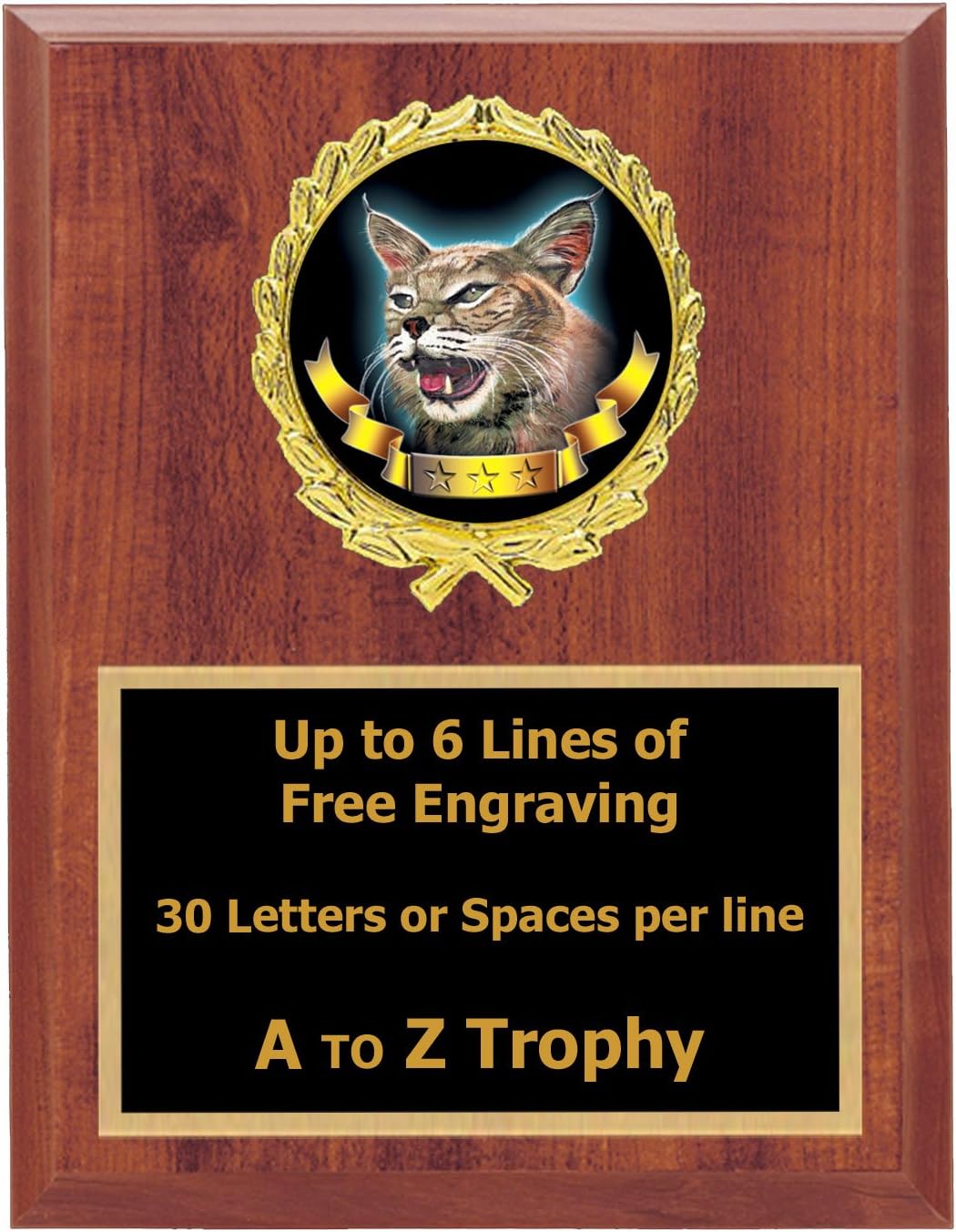 Amazon | Bobcat Plaque Awards 7 x 9木製マスコットTrophy学校スポーツTrophies Free ...