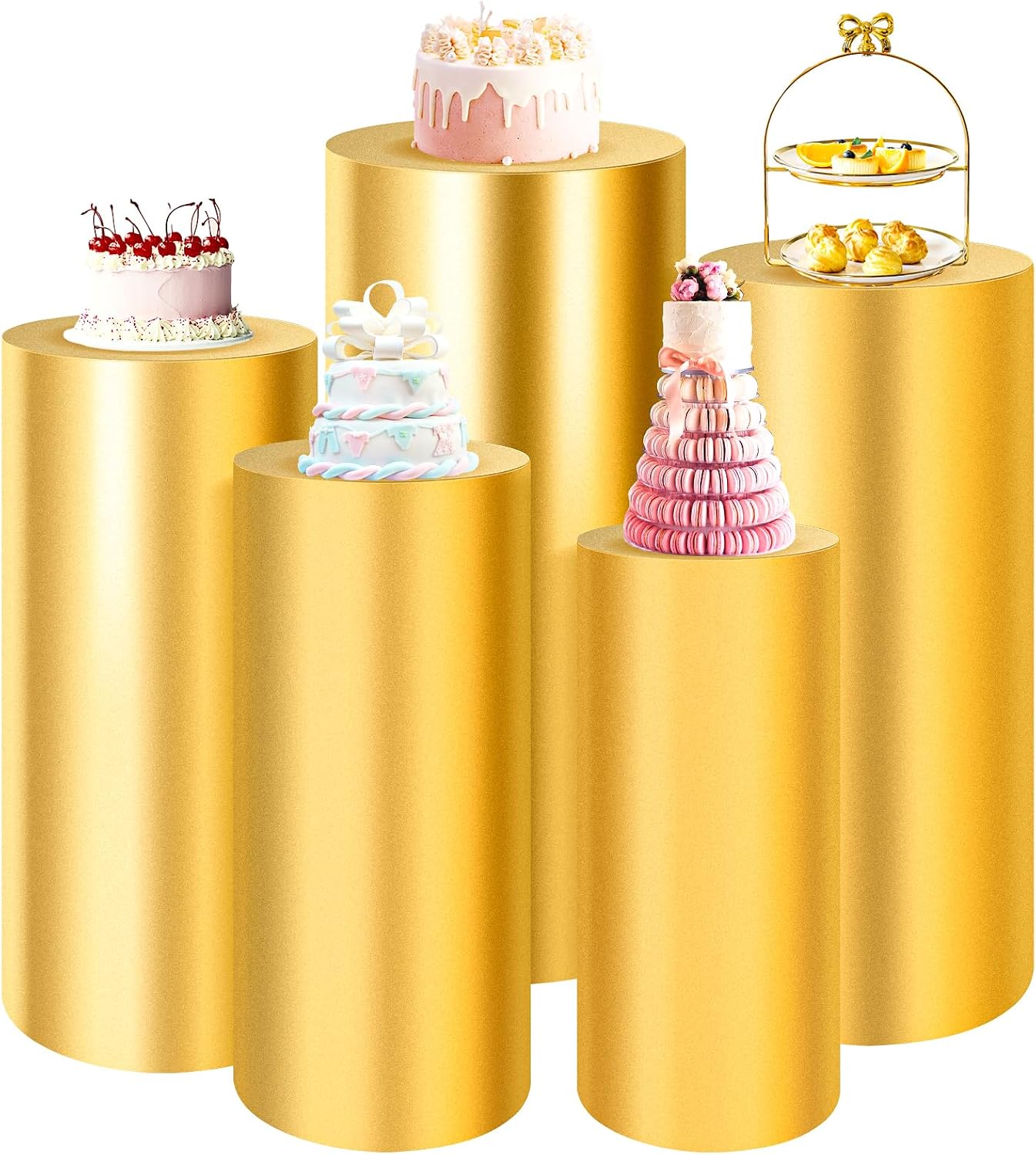 Amazon.com: YJYQHYX Spandex Cylinder Pedestal Stand Covers Set of 5 ...