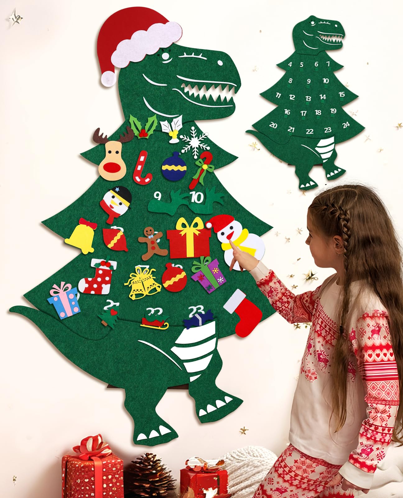 Amazon.com: JMHACHY Felt Christmas Tree for Toddlers - Dinosaur Style ...