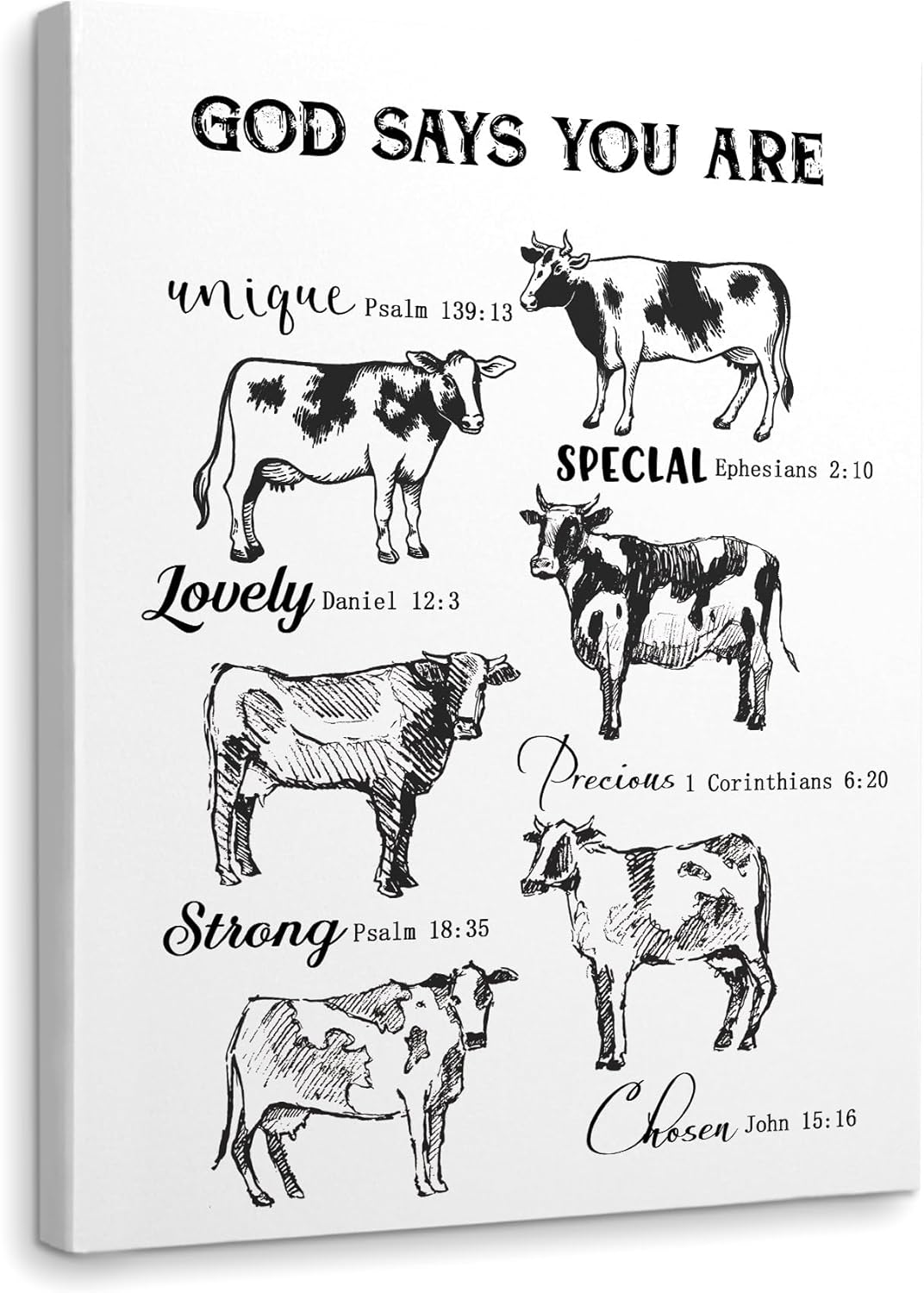 Amazon.com: WODMIS Christian Cow Framed Canvas Wall Art Decor 11×14 ...
