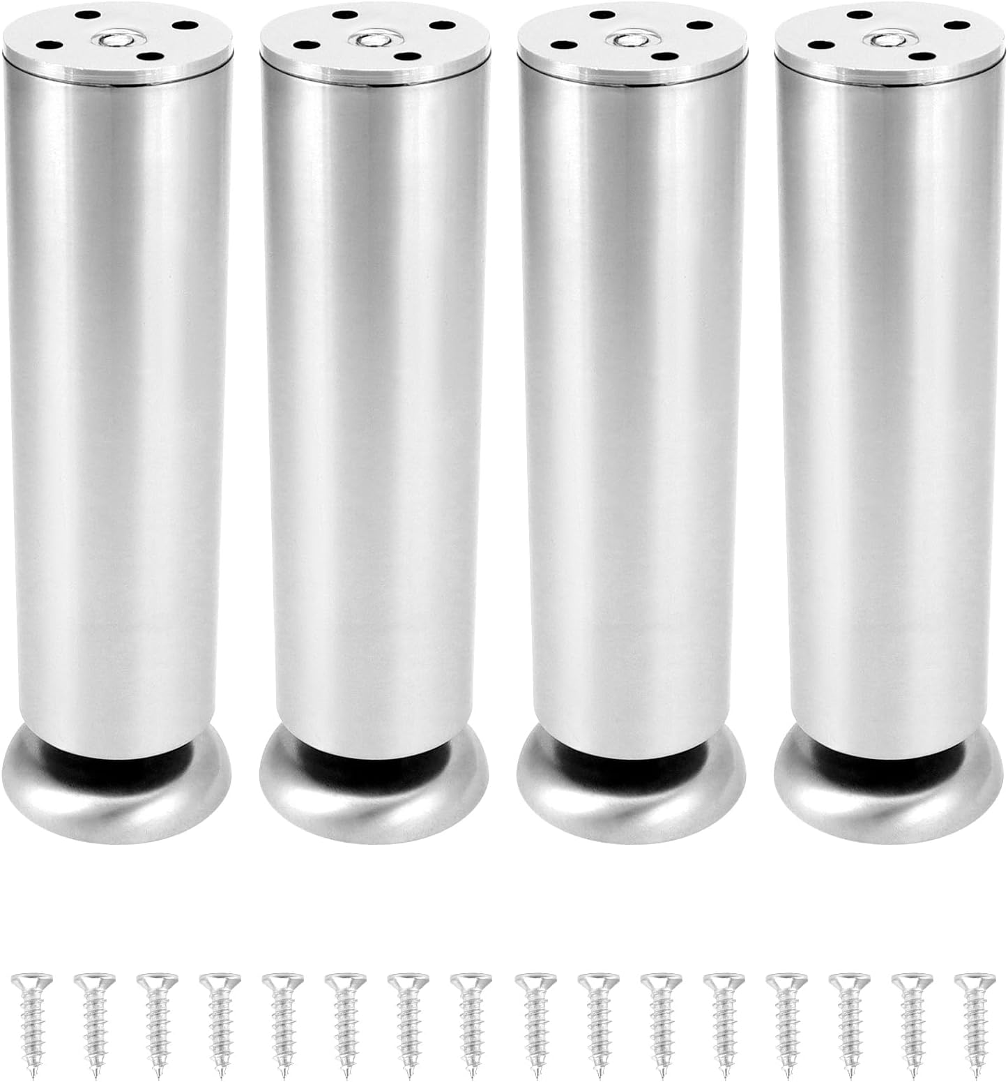 QWORK 4 Pack 8” Adjustable Furniture Legs, Stainless Steel Furniture ...