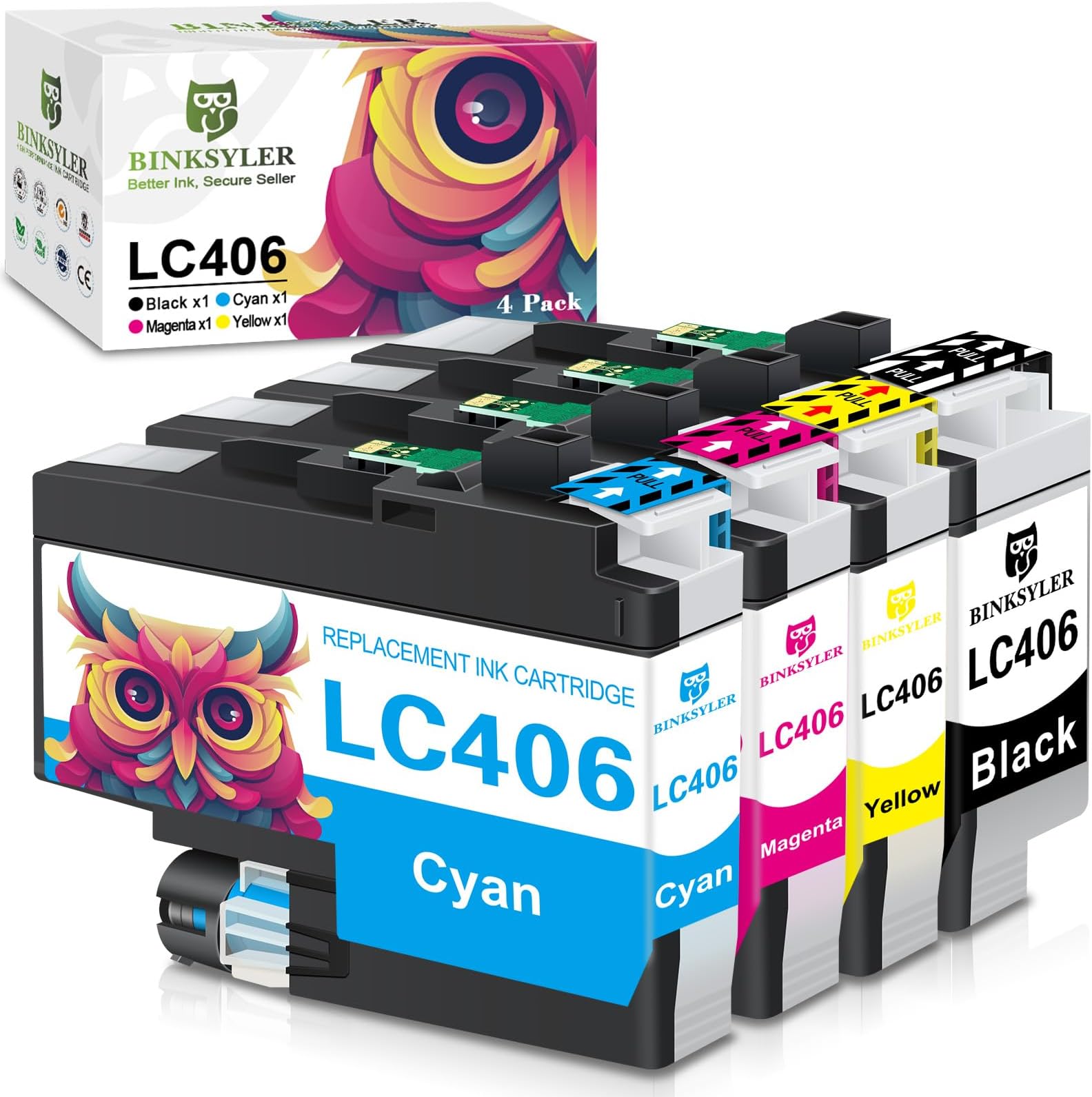 Amazon.com: 4-Pack LC406 Ink Cartridges BK/C/M/Y Used for Brother MFC ...