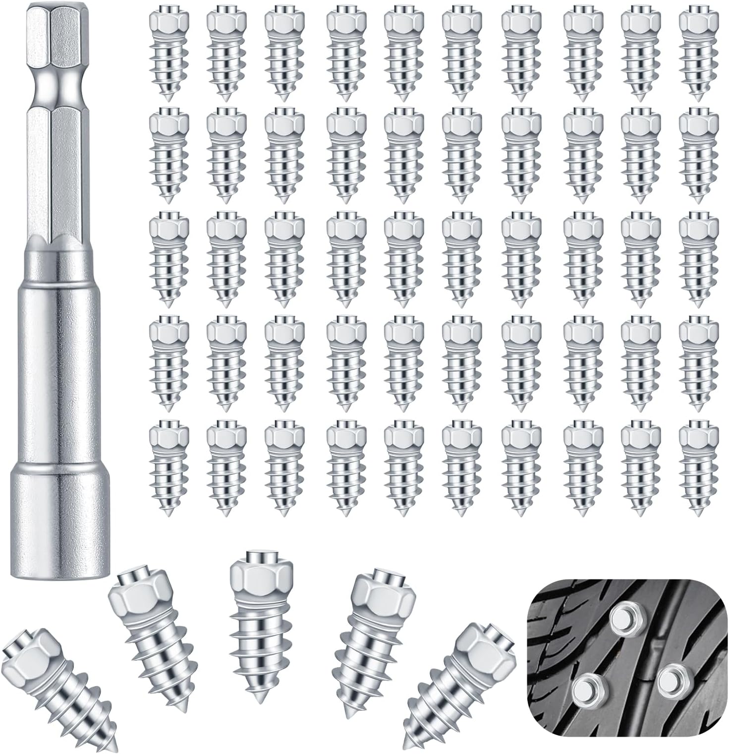 Amazon.com: JEEKVISEN Tire Studs Screw in Tire Studs for Wading/Running ...