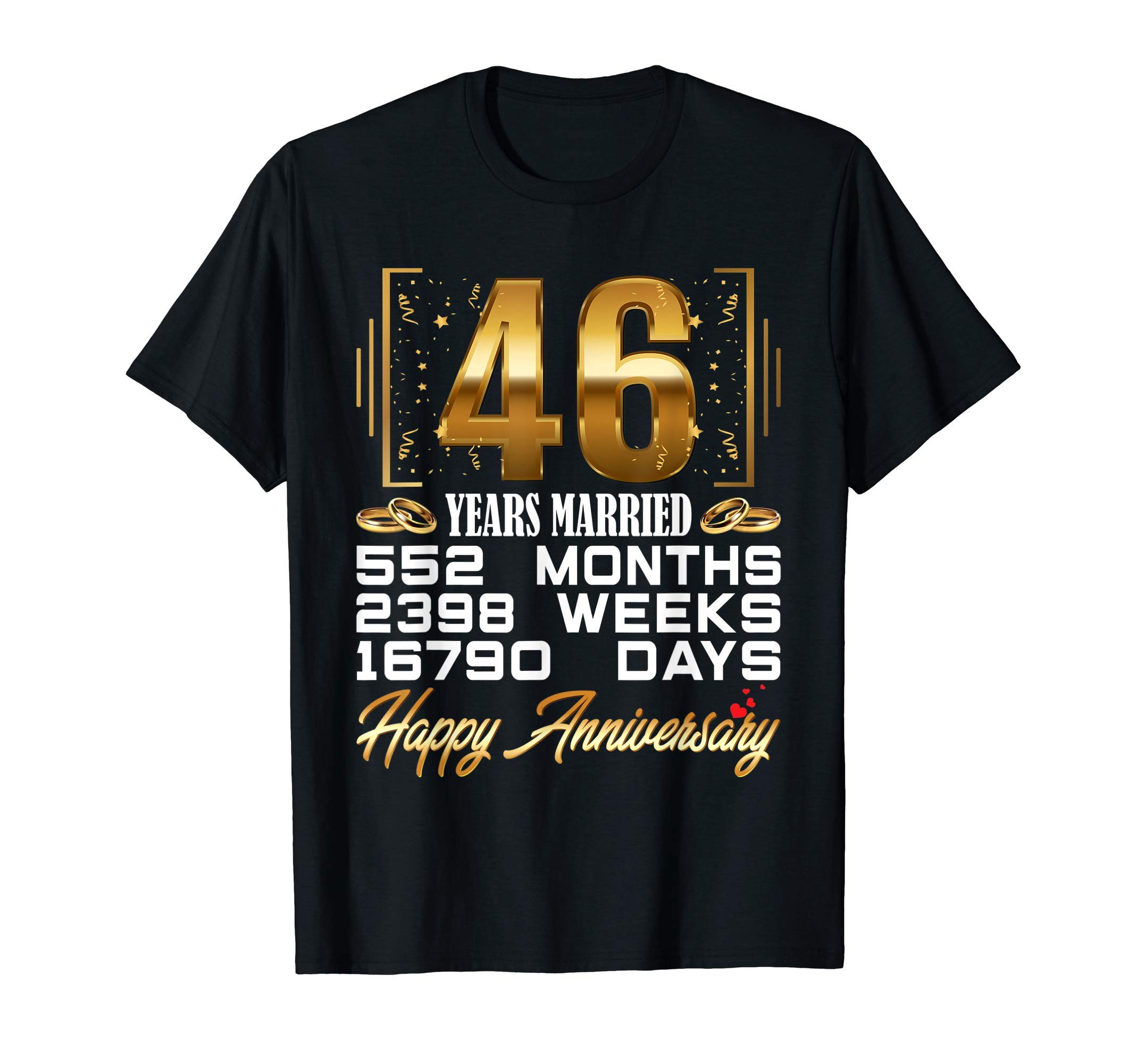 Amazon.com: 46 Years Married - Funny 46th Wedding Anniversary T-Shirt ...