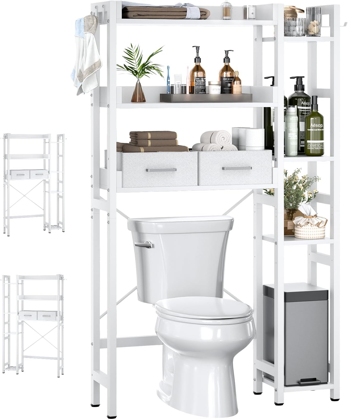 Amazon.com: HWRHTR Over The Toilet Storage - Metal Bathroom Organizer ...