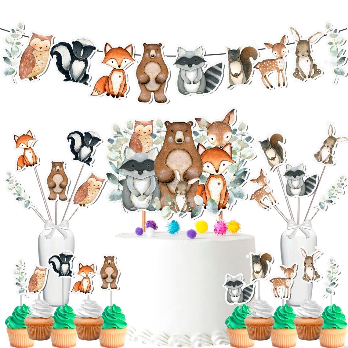 Amazon.com: Woodland Animals Party Decor Set - Enchanting Forest Kit ...