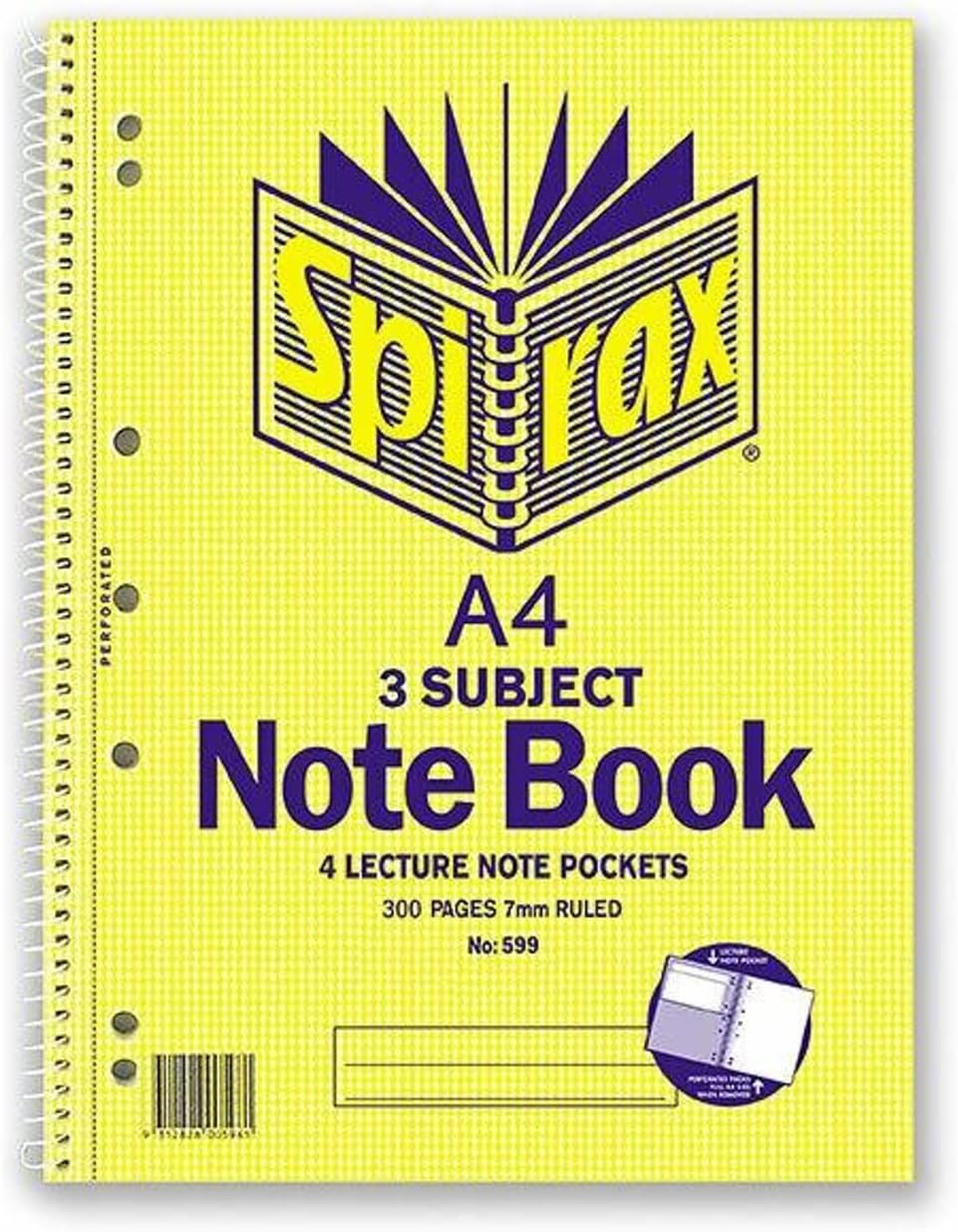 Quill, 5 Subject Notebook A4, 250 Pages, 8mm ruled, 70gsm, 7 Punched ...