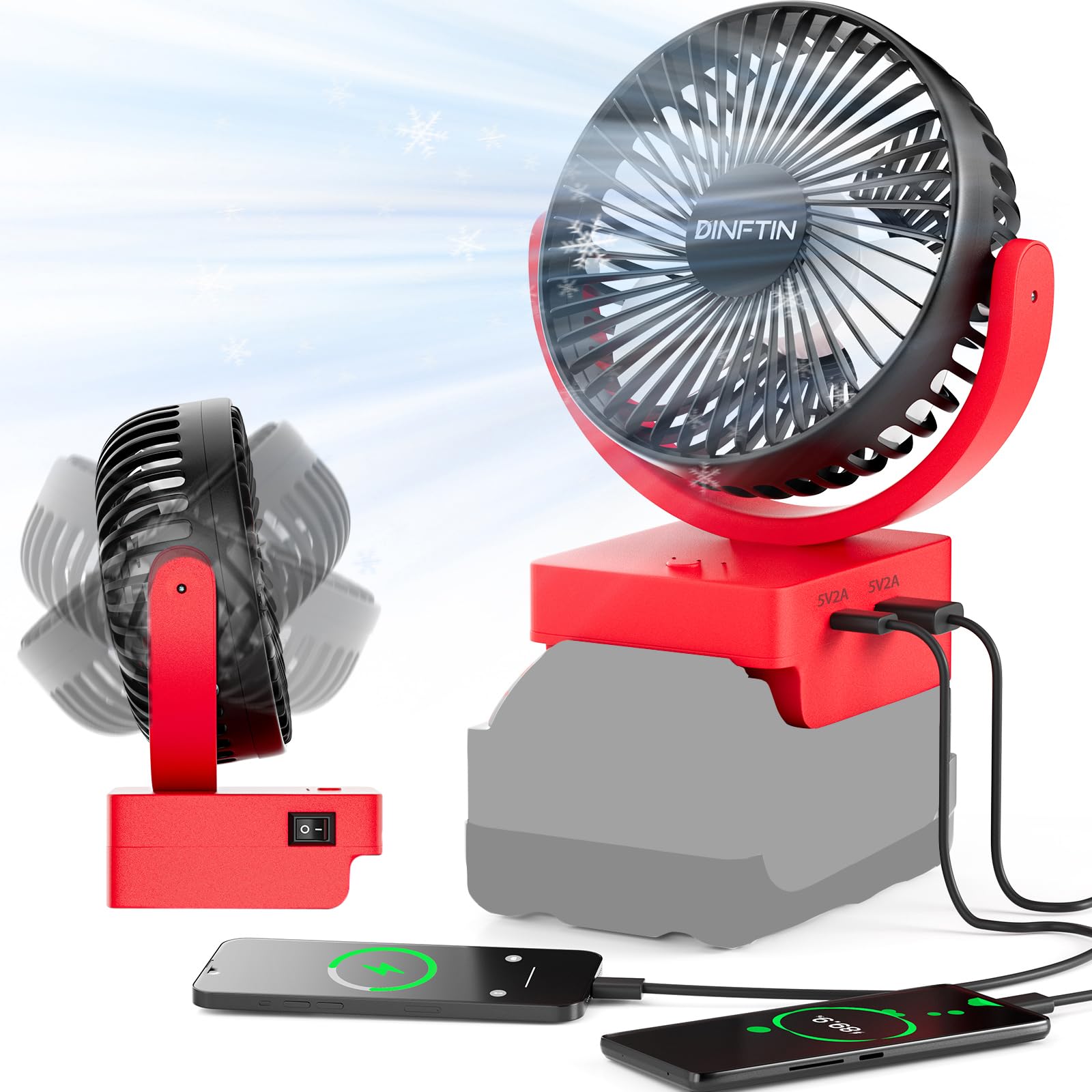 Amazon.com: Dinftin Cordless Portable Fan Compatible for Milwaukee M18 ...