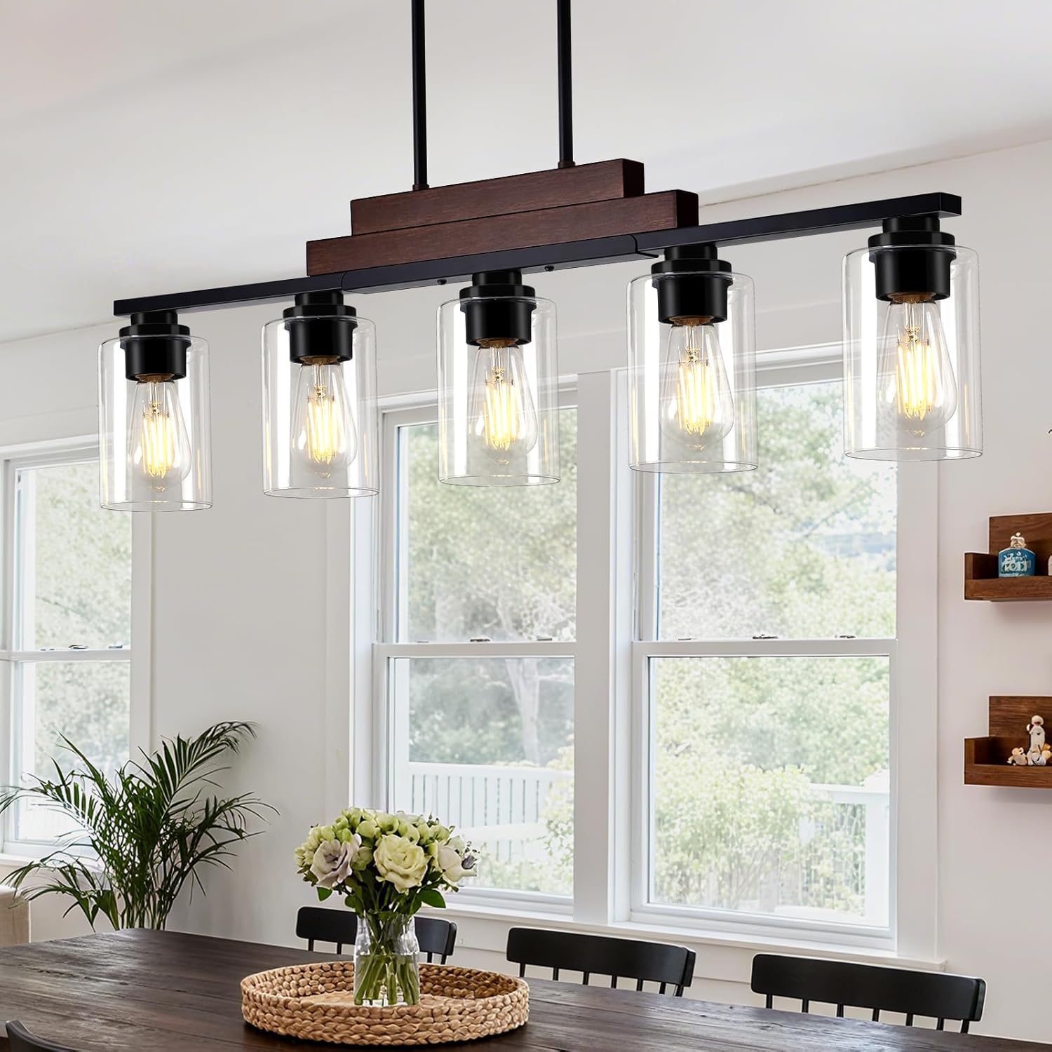 Dining Room Light Fixture Over Table, 5-Light Farmhouse Chandeliers for ...