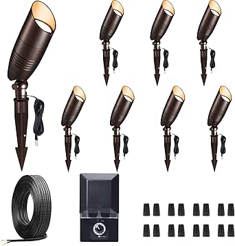Varmtalys Outdoor Landscape Lighting Kit, with 8 Pack Spotlights and ...