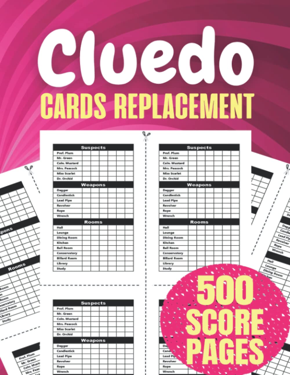 Buy Cluedo Cards Replacement: Cluedo Games Sheets with 500 Cards ...