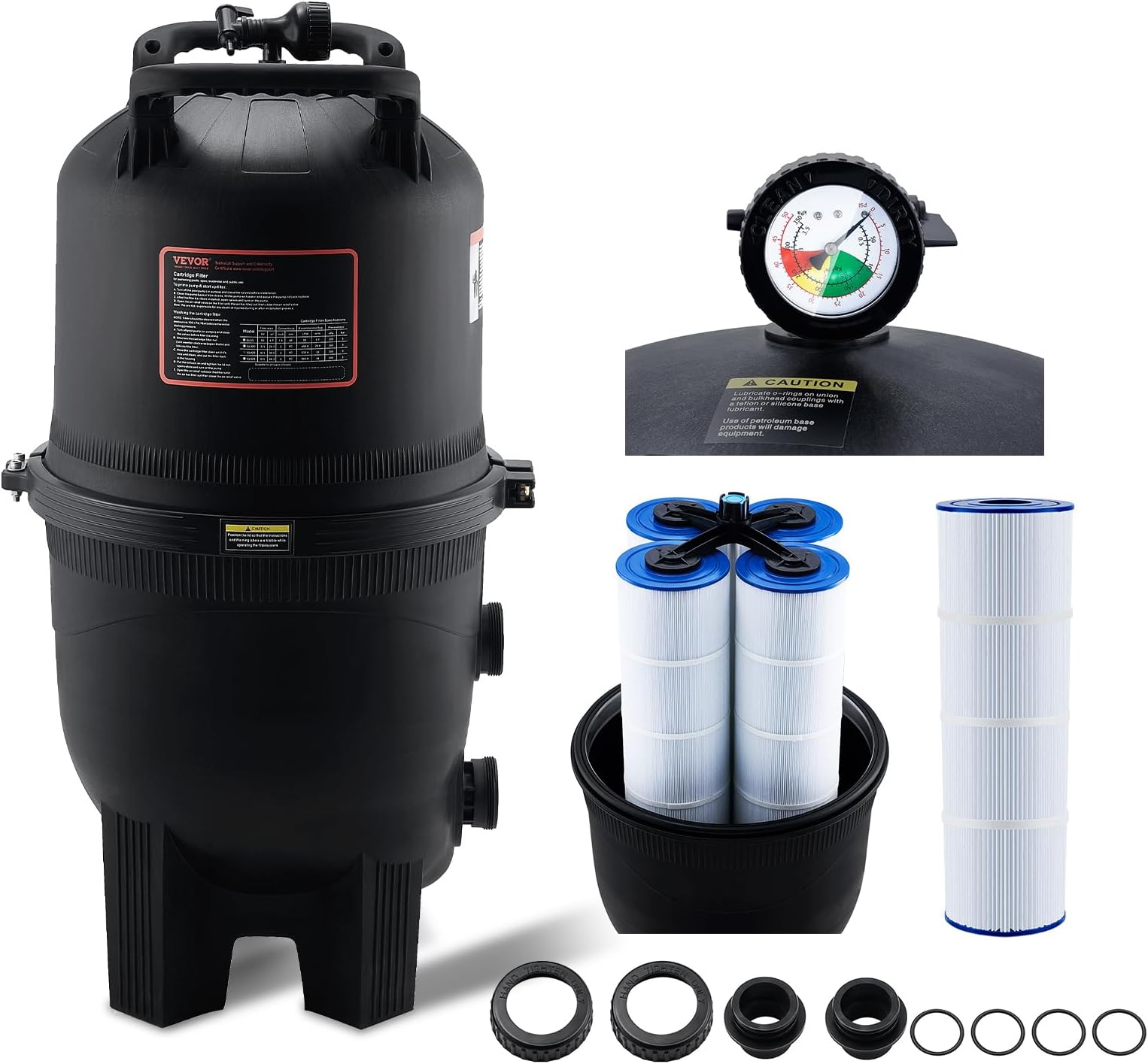 Amazon.com : VEVOR 2024 Cartridge Pool Filter Tank & Element | Large ...