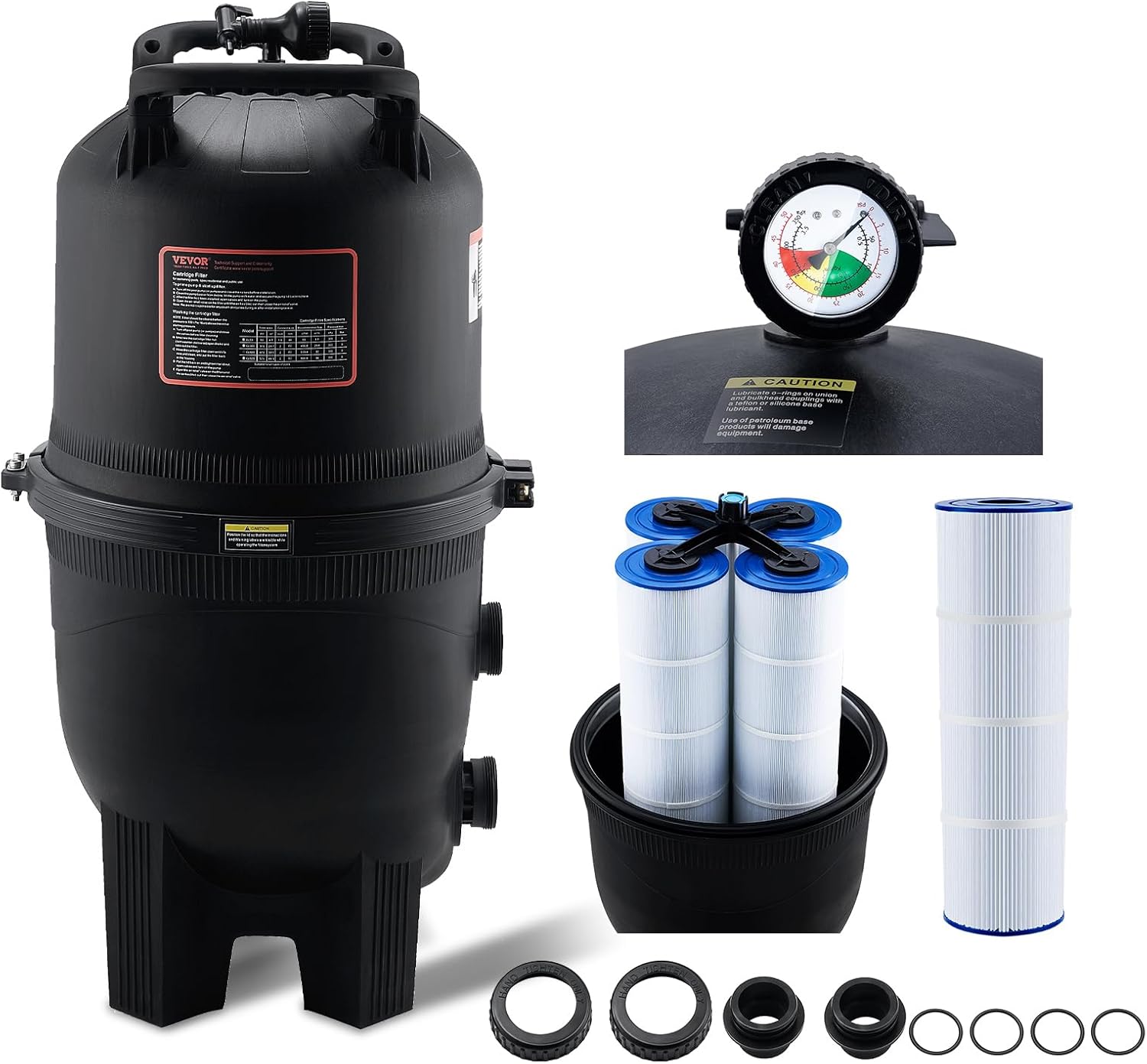 Amazon.com : VEVOR 2025 Pro Cartridge Pool Filter Tank & Element for ...