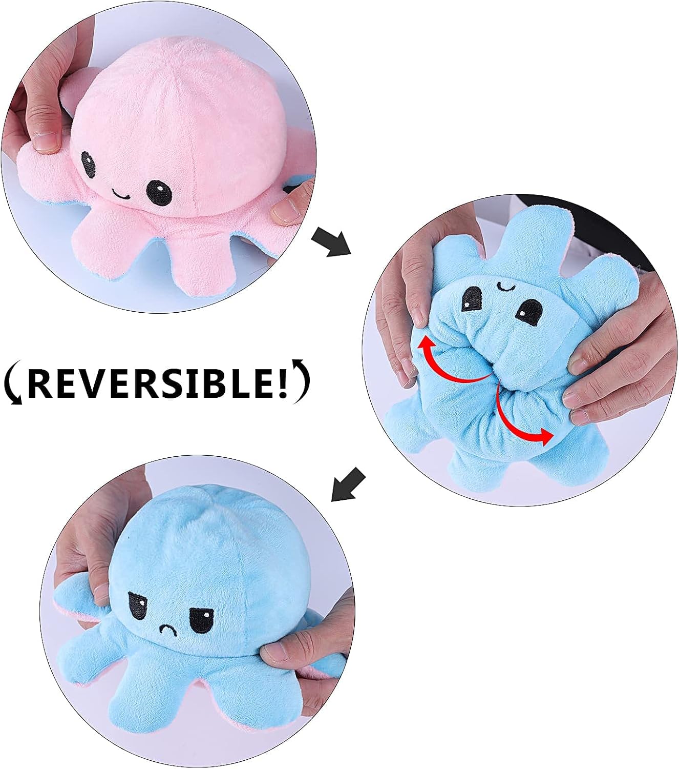 BeeBae Reversible Octopus Plush Double-Sided Flip Soft Toys, TikTok ...