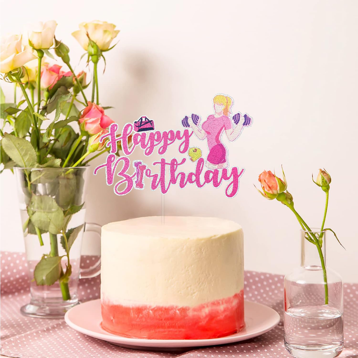 Snapklik.com : Female Gym Cake Topper, Weight Lifting Cake Topper ...