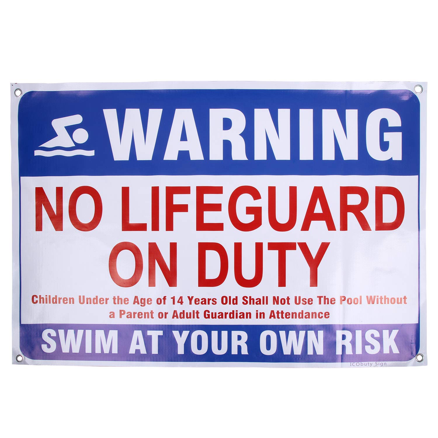 ICObuty Pool Safety Signage Flex Banner Pool Rules Sign or No Lifeguard ...