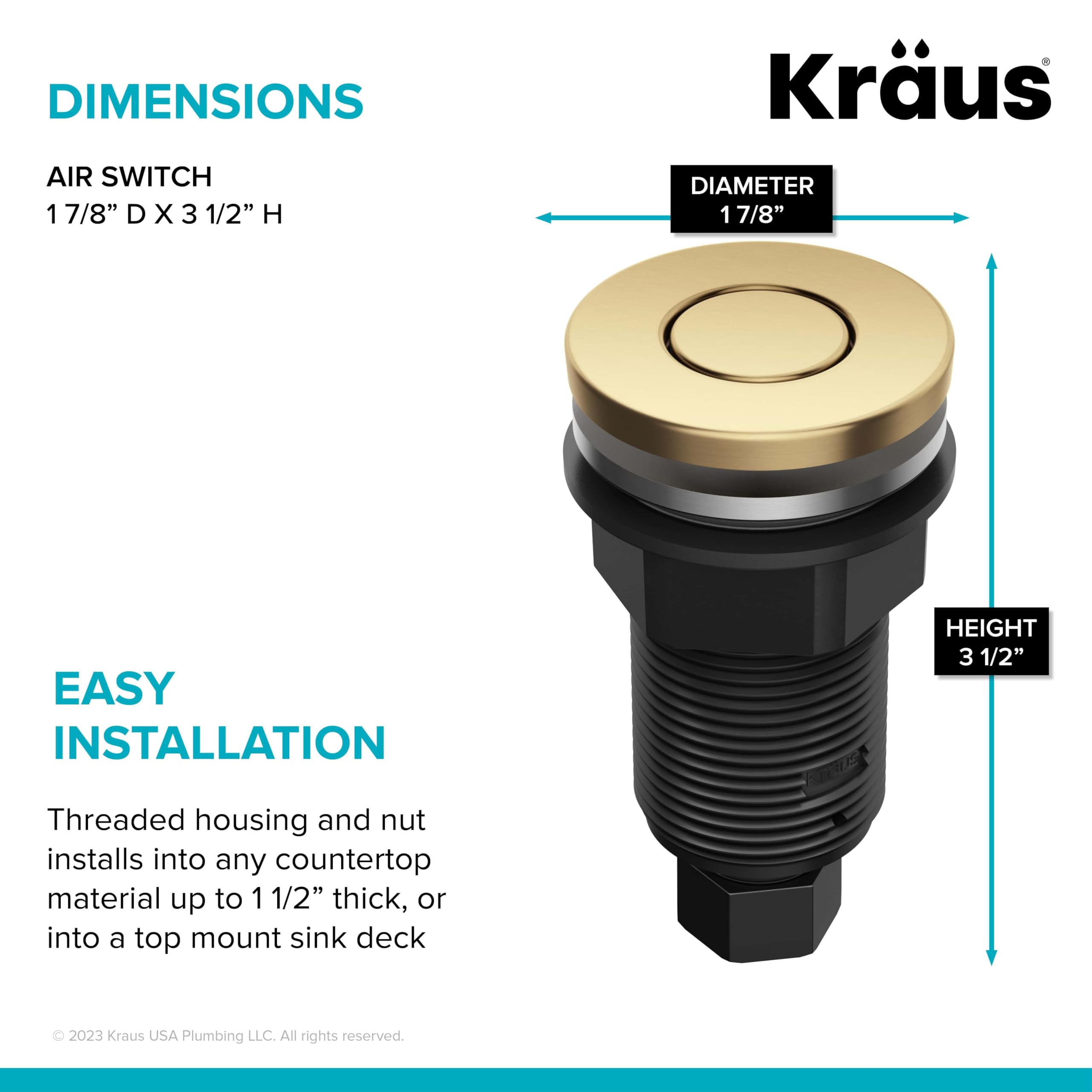 Countertop Disposal Activator KRAUS Brushed Brass Garbage Disposal Air ...