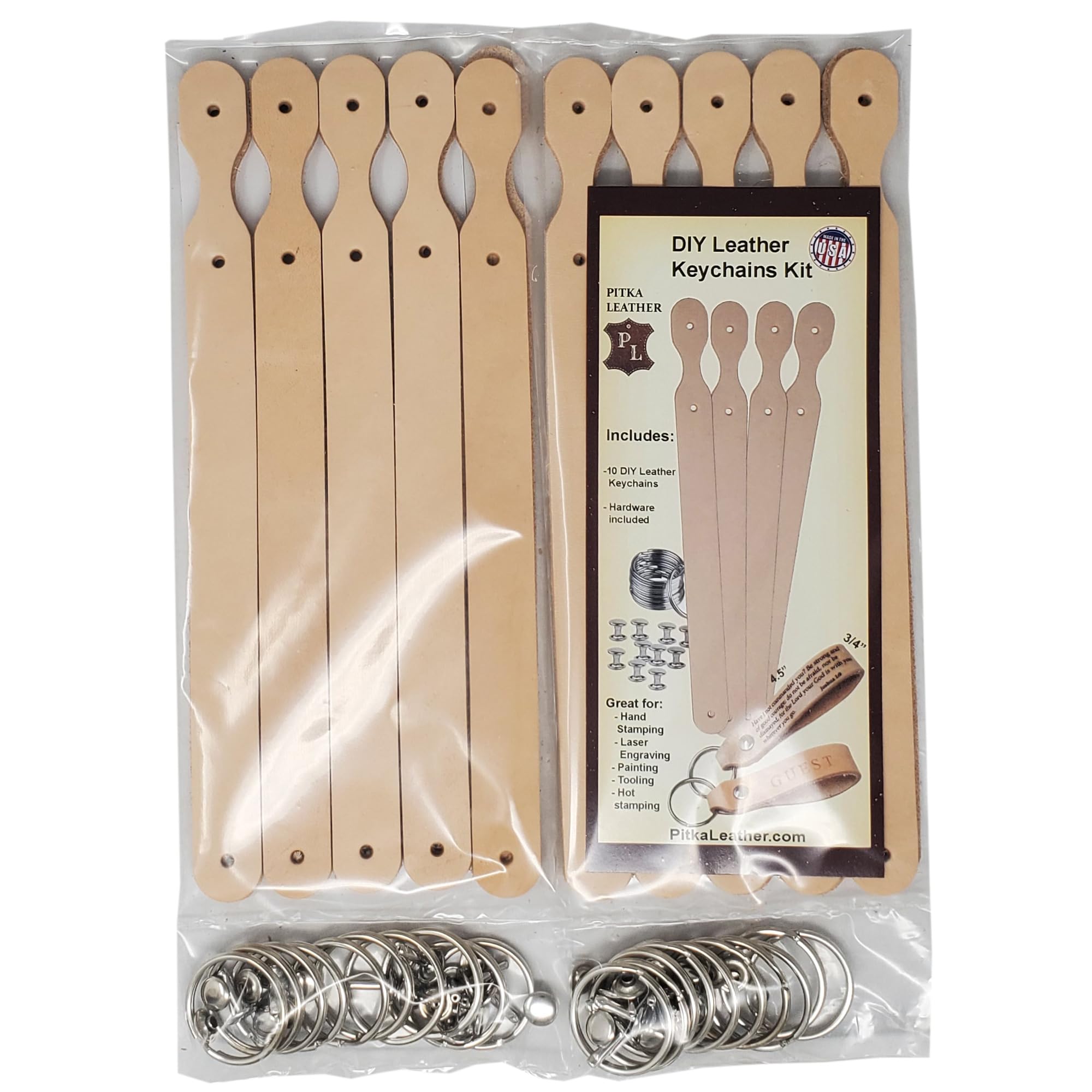 Amazon.com: Natural Leather Keychains - 10 Pack Blank Key Fobs Kit ...