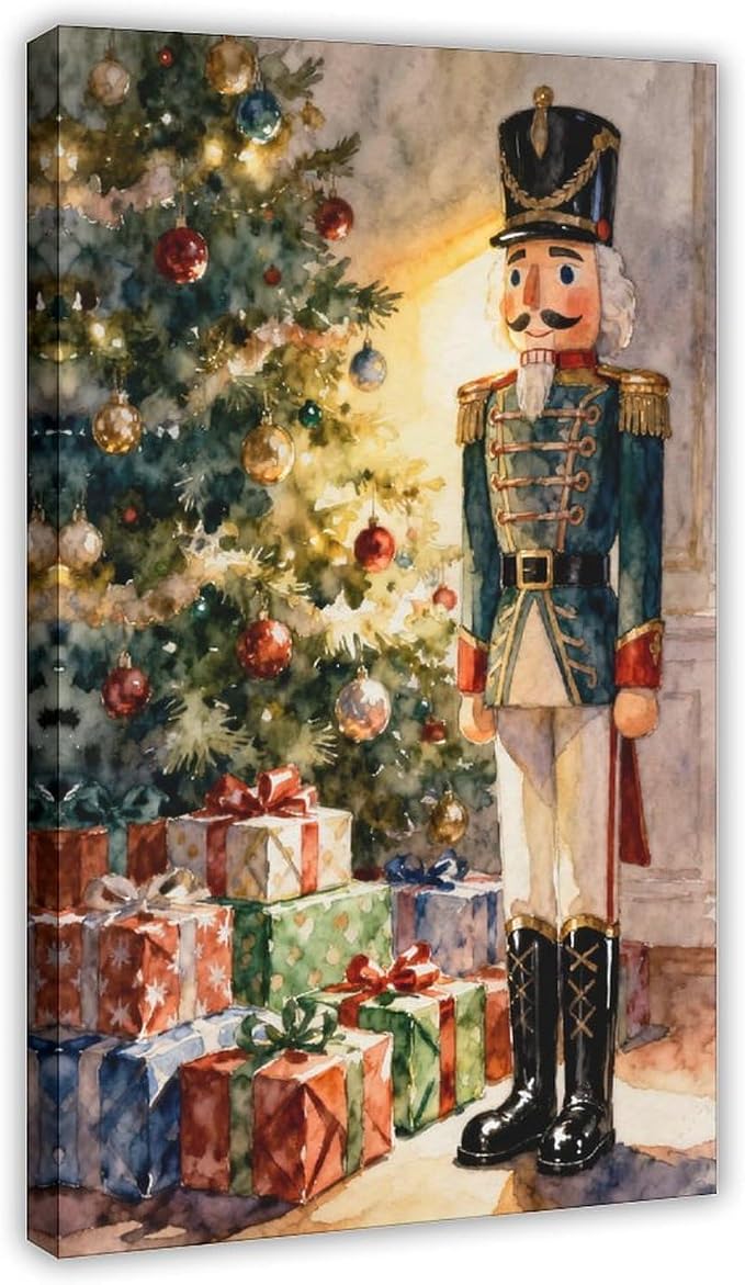 Amazon.com: YFET Blue Nutcracker Christmas Vintage Wall Art Print ...
