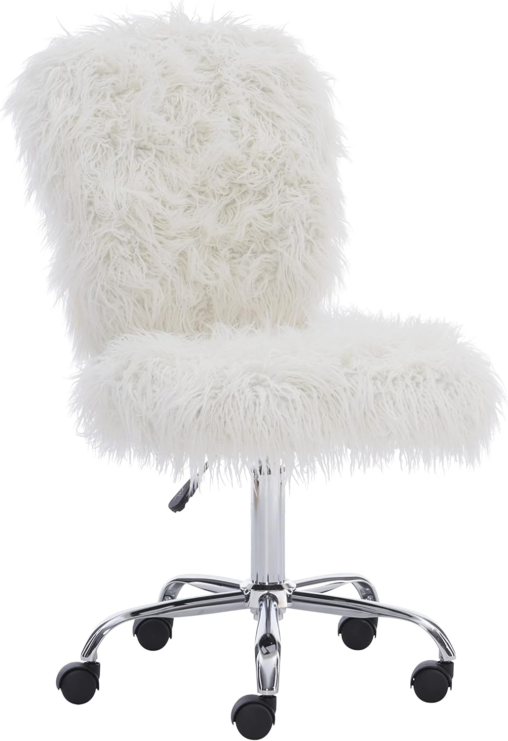 Amazon.com: Linon Cora Faux Flokati Armless Office Chair, White : Home ...