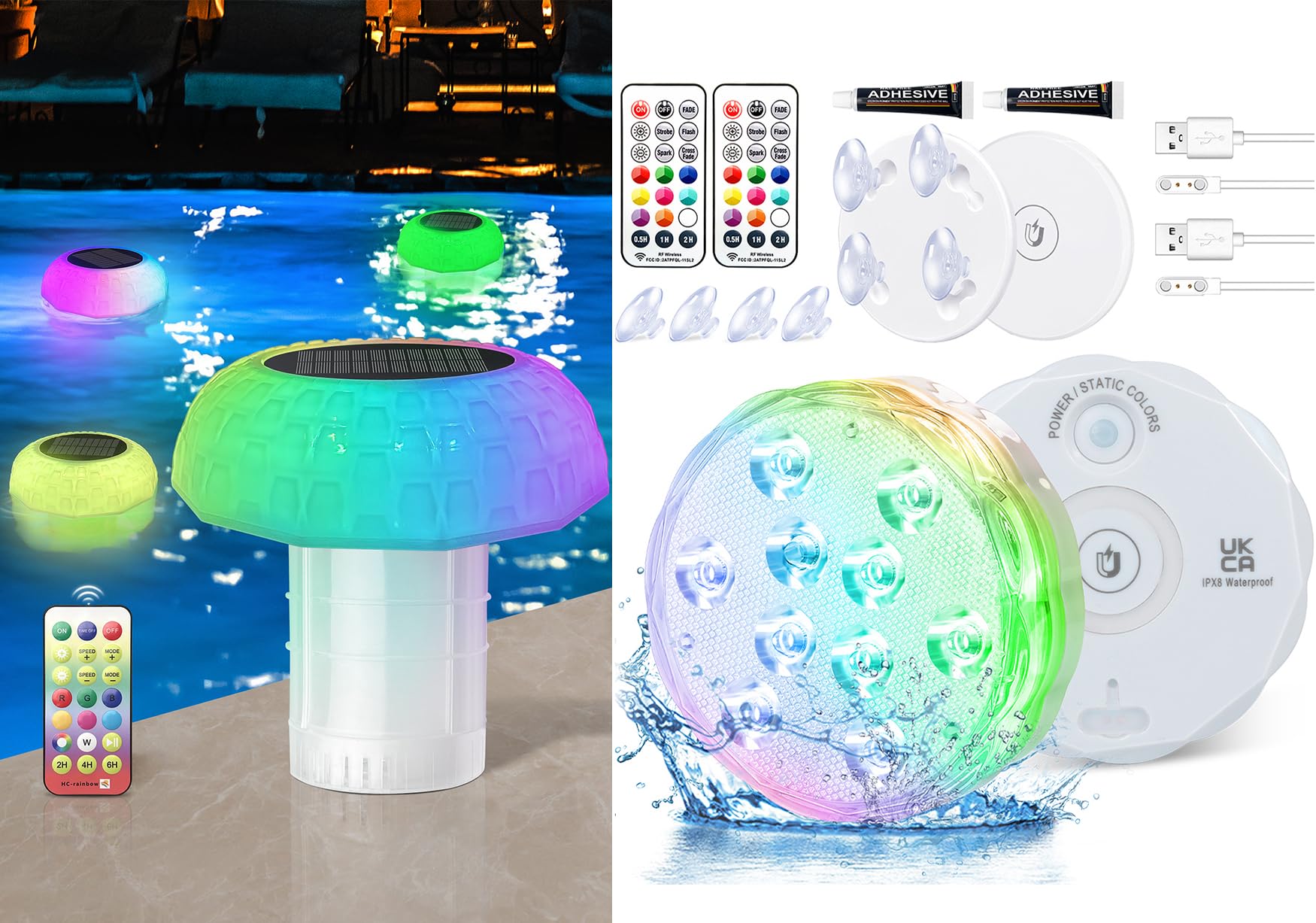 Amazon.com : Rechargeable Submersible Pool Lights with Remote ...