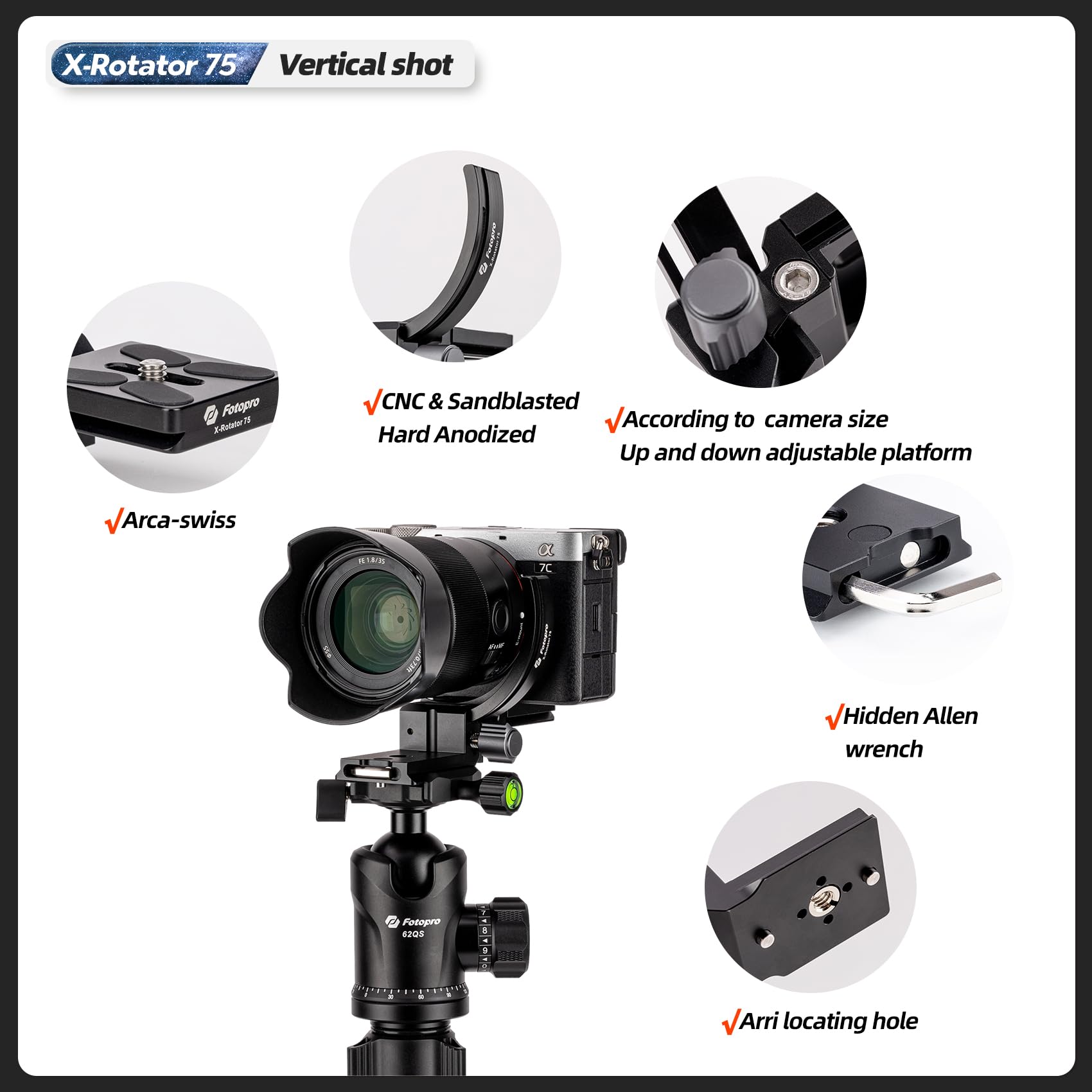 Shooting Tripod Buy Fotopro X-Rotator 75 Camera Vertical Bracket ...
