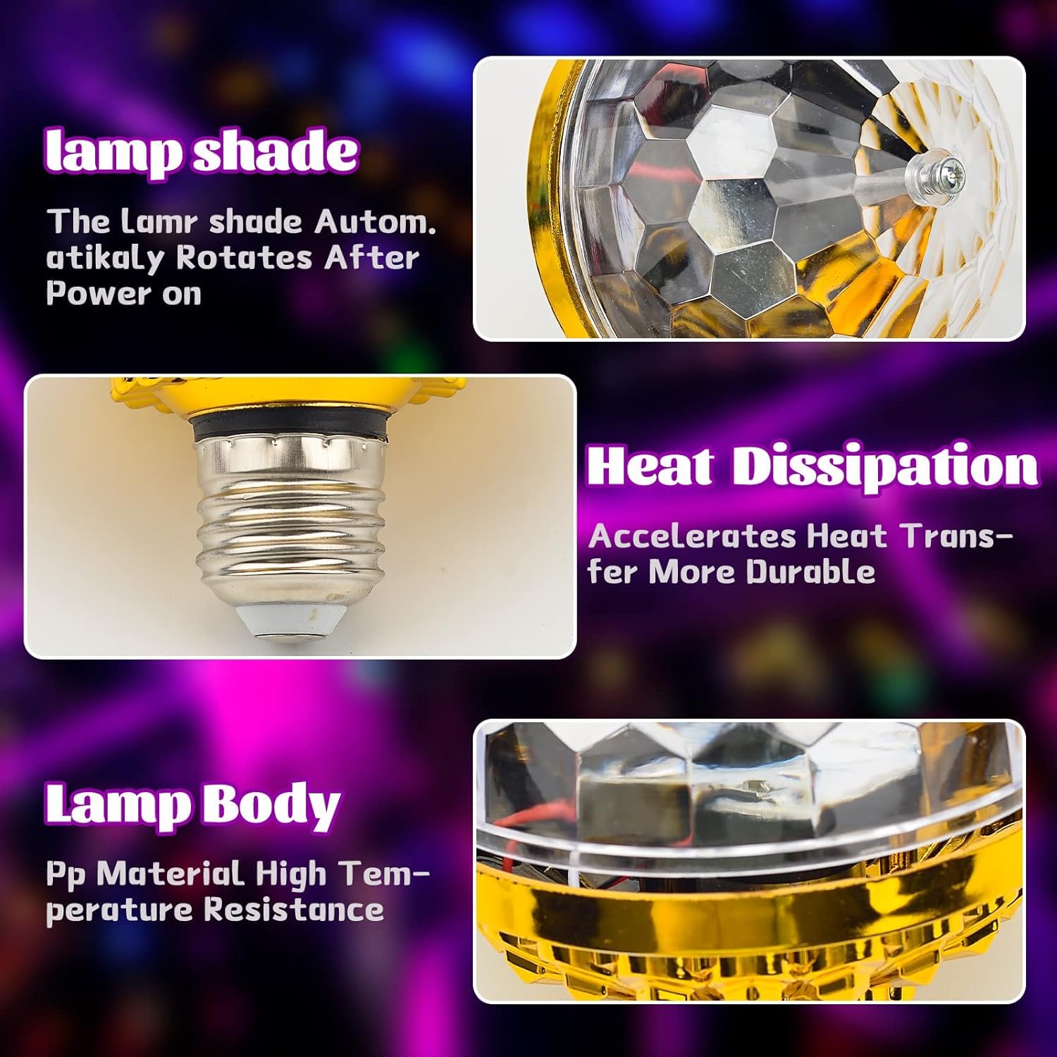 Pipihome Disco Lights, 2PCS Colorful Rotating Disco Ball, LED Magic ...