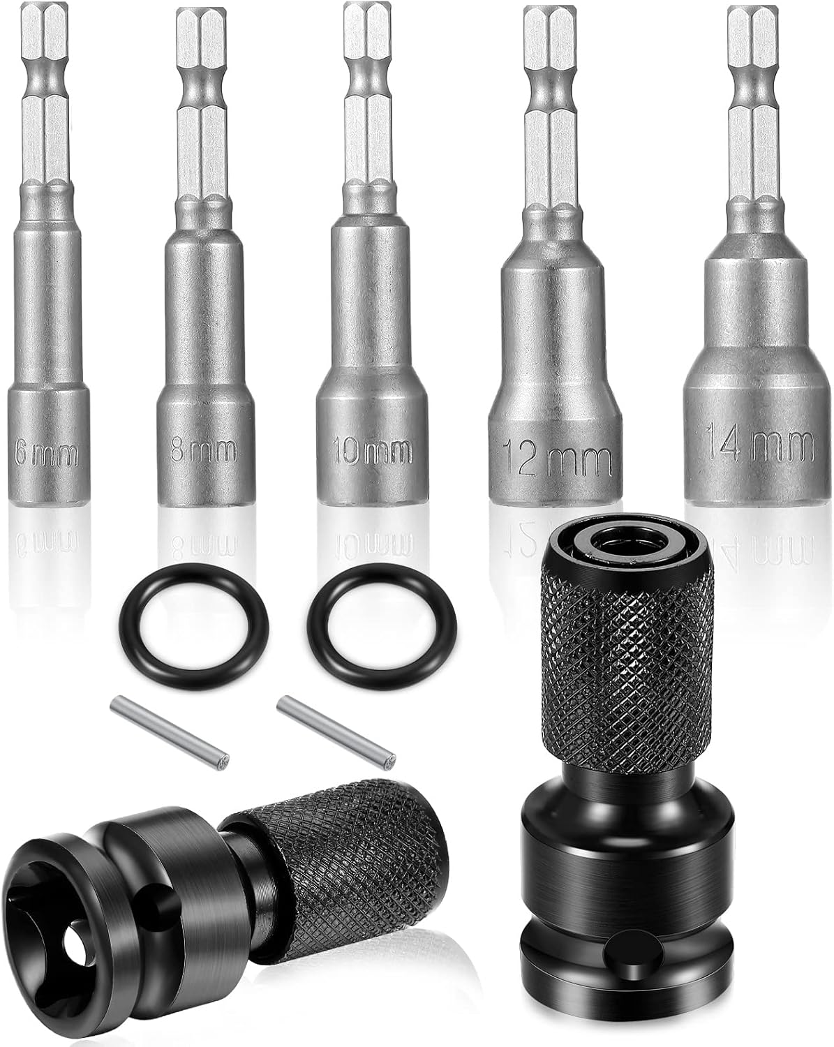 7 Pieces 1/2 Inch Impact Adapter Socket Bit Adapter 1/4 inch Hex Female ...