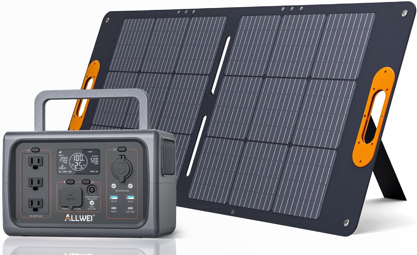 Amazon.com: ALLWEI Generador solar de 500 W con panel solar de 100 W ...