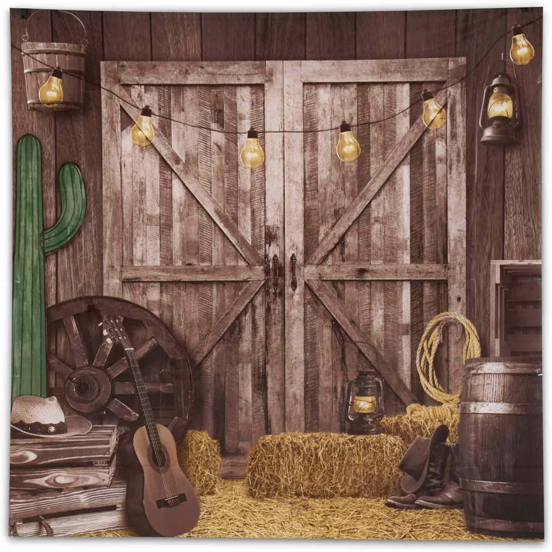 Amazon.com : Funnytree 6 x 6 FT Western Cowboy Backdrop Western Party ...