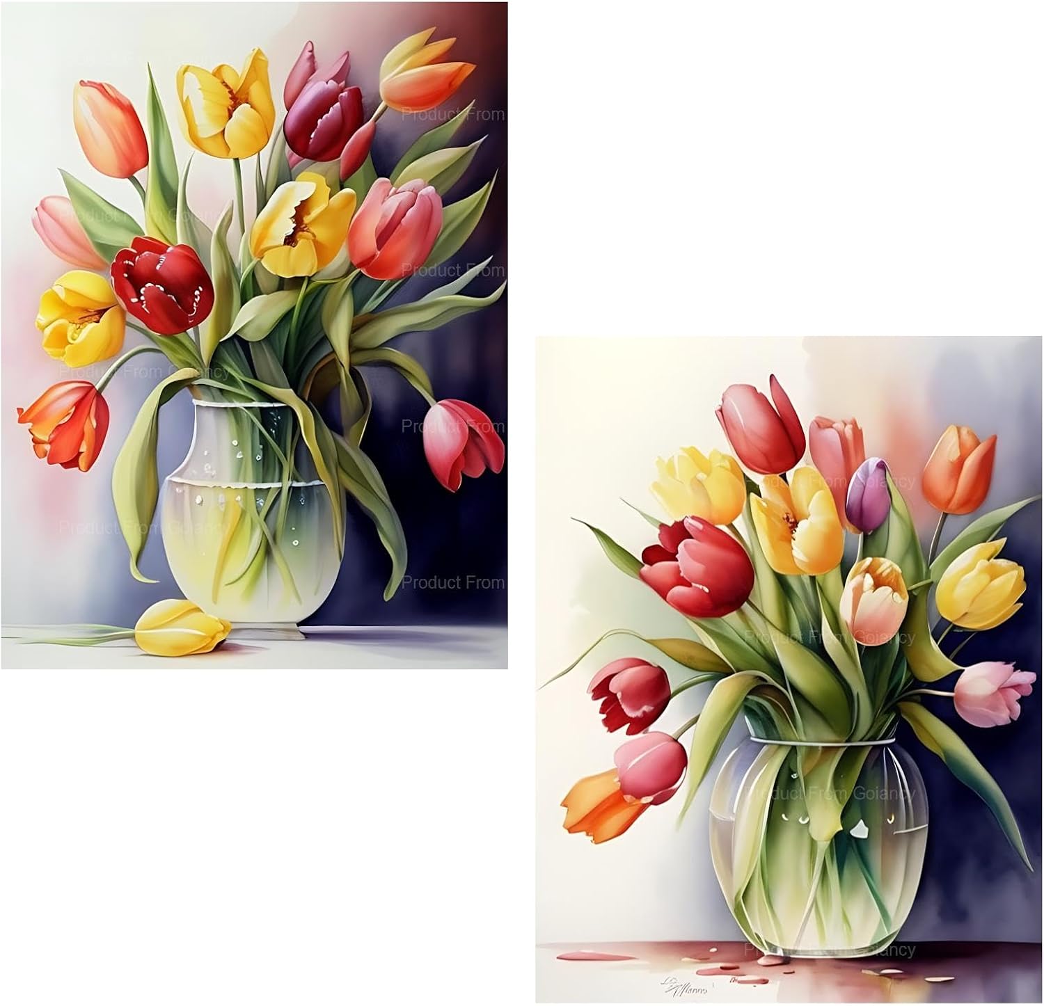Amazon.com: Goiancy 2Pcs 5D Tulip Flower Diamond Painting Kits, A ...