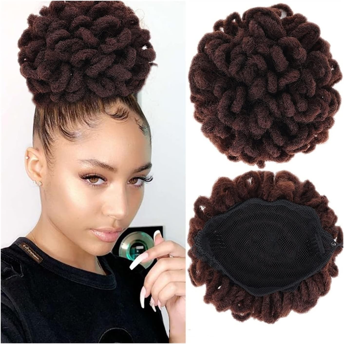 Amazon.com : PEVSCO Clip in Claw Chignon Synthetic Dreadlocks Bun Afro ...